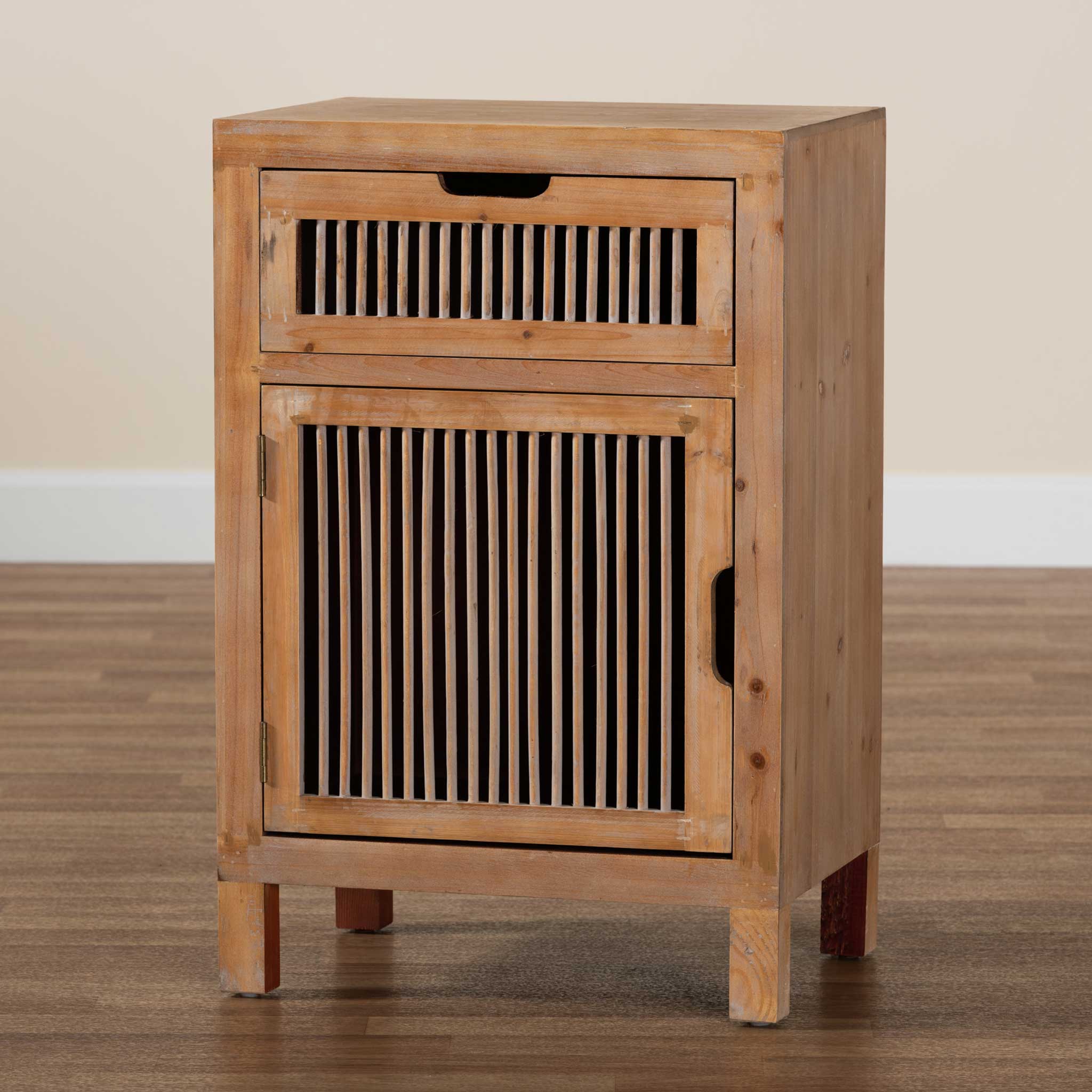 Claudia 1-Door and 1-Drawer Spindle Nightstand Brown - Froy.com