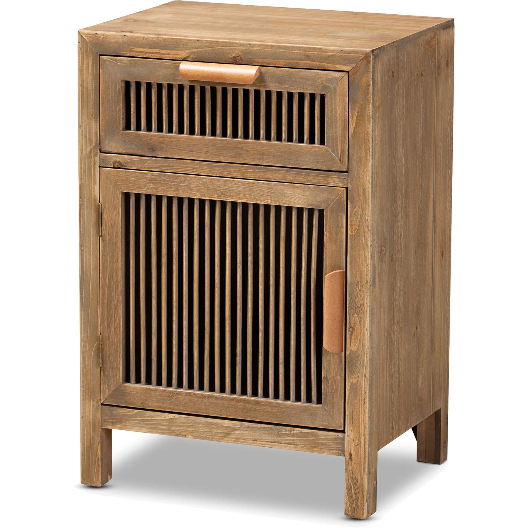 Claudia 1-Door and 1-Drawer Spindle Nightstand Brown - Froy.com