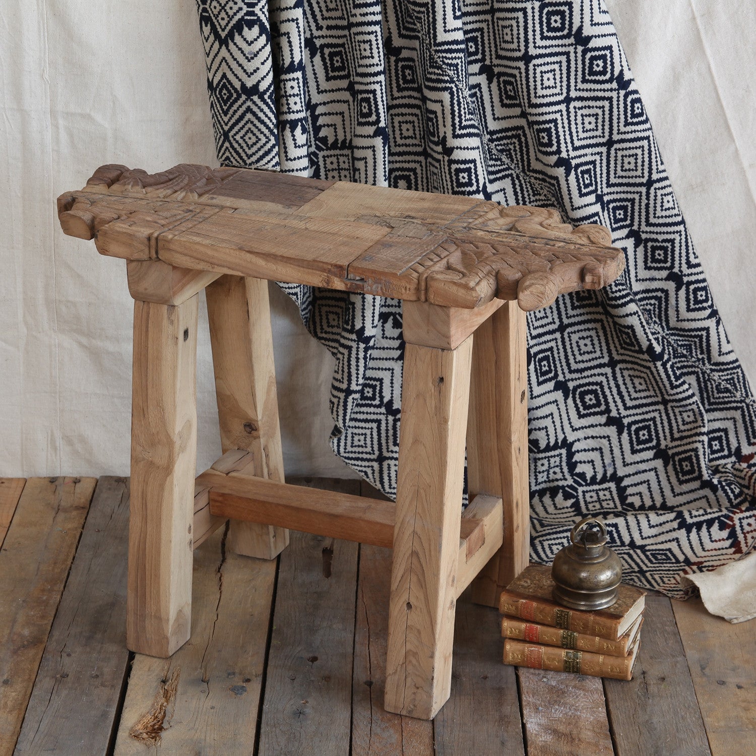 Porter Salvaged Wood Stool - Froy.com