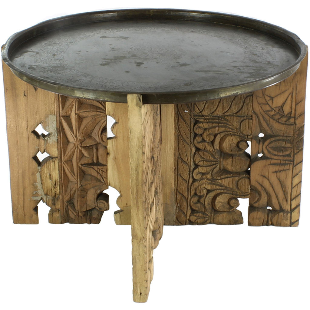 Porter Wood Table With Brass Tray - Froy.com