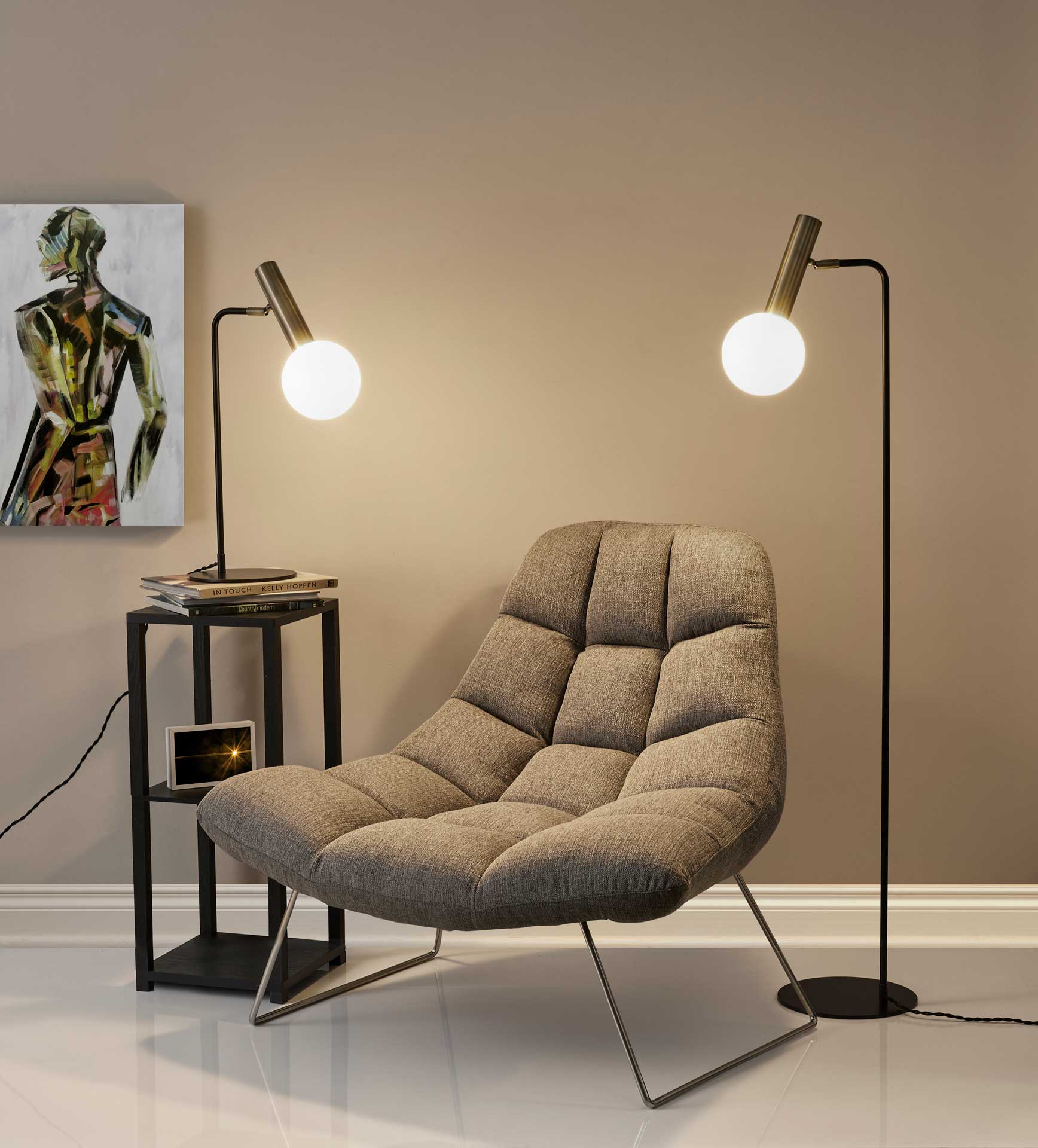 Simon LED Floor Lamp Black/Brass - Froy.com