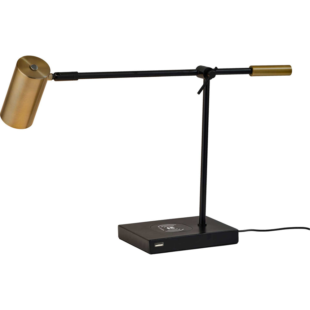 Colombes Wireless Charge Desk Lamp Black/Brass - Froy.com