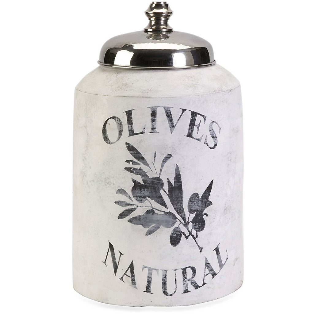 Small Olive Jar w/ Nickel Lid - Froy.com