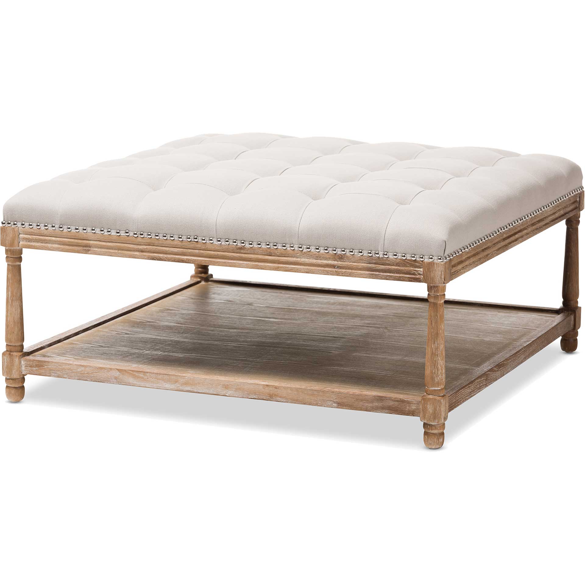 Caden Ottoman Beige/Weathered Oak - Froy.com