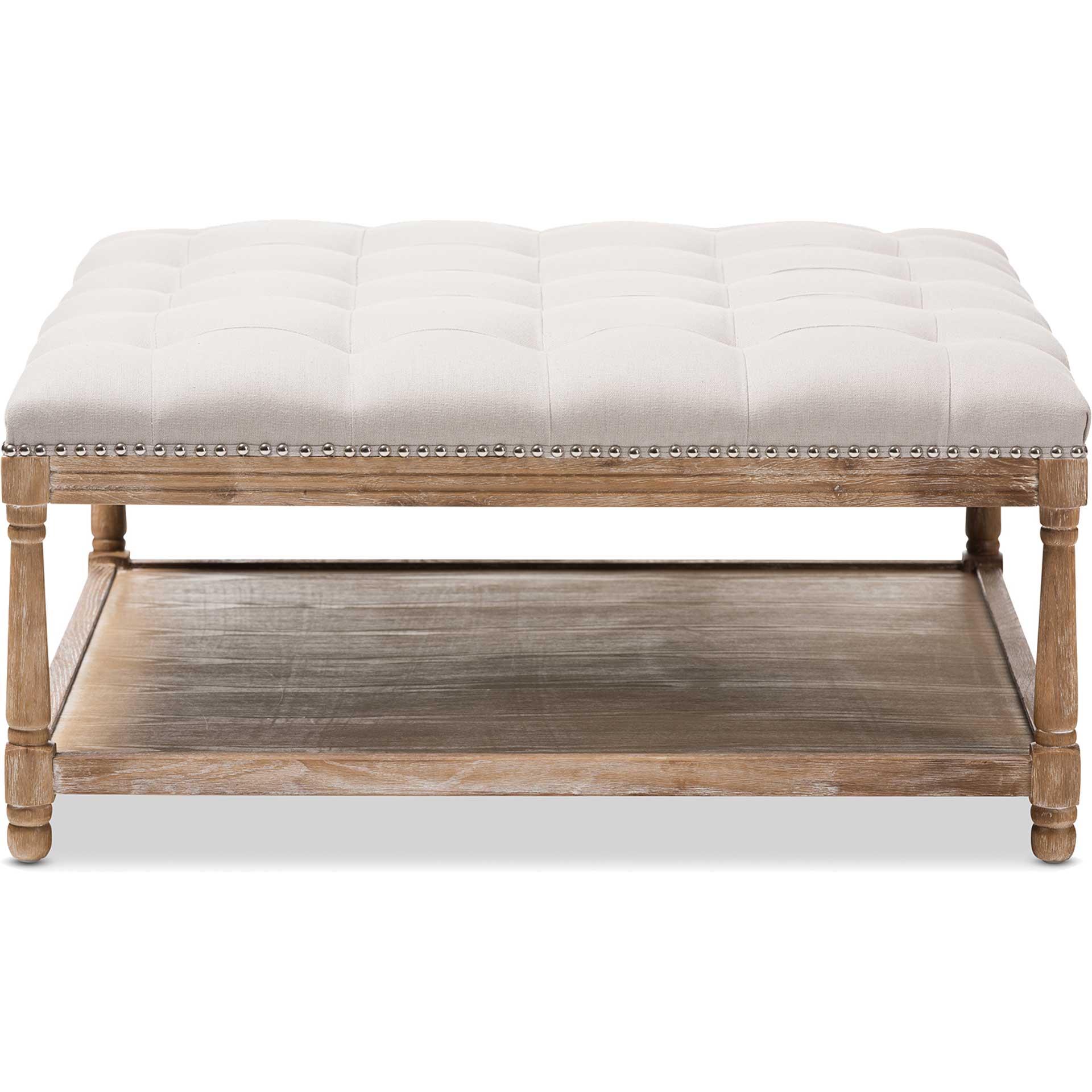 Caden Ottoman Beige/Weathered Oak - Froy.com