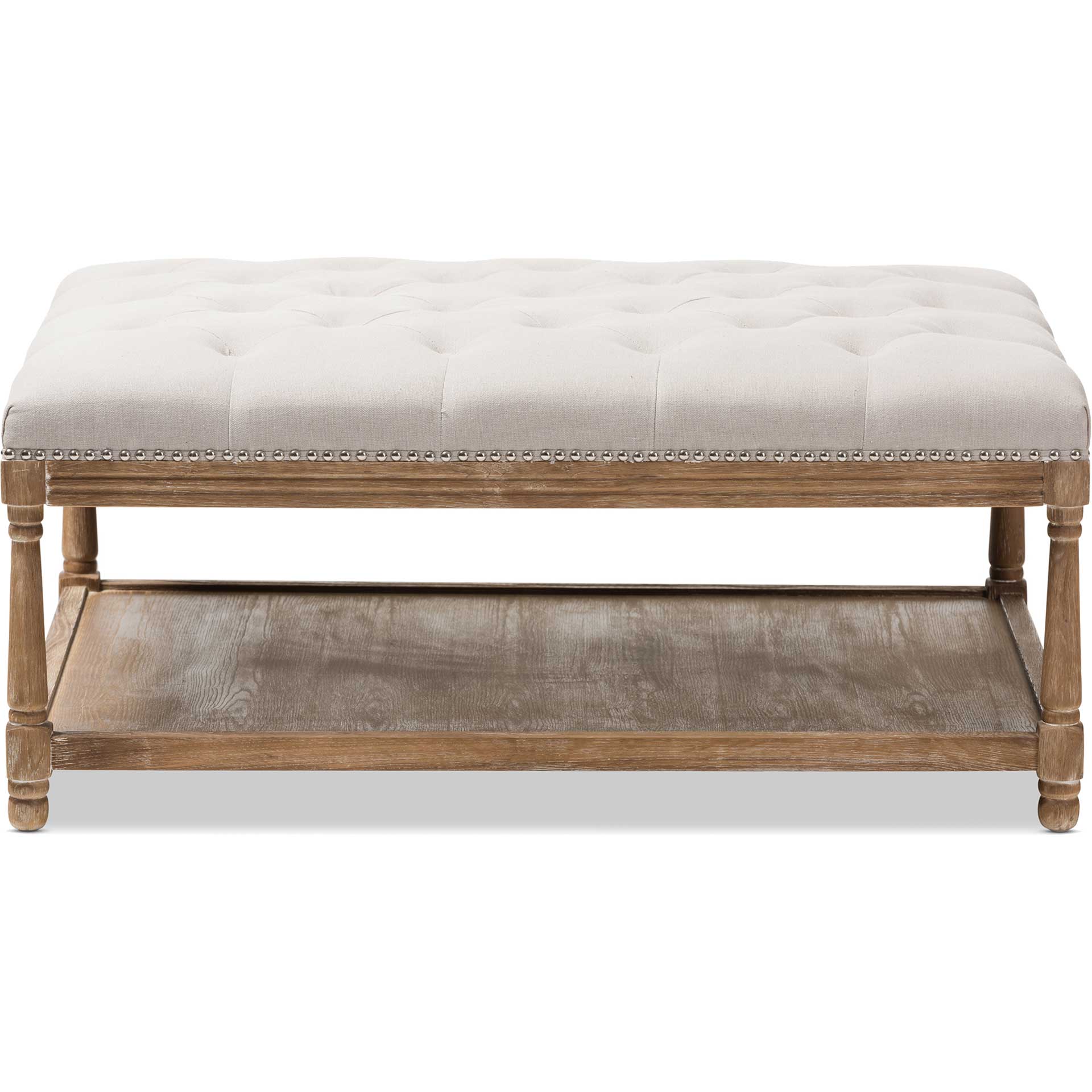 Caden Ottoman Beige/Weathered Oak - Froy.com