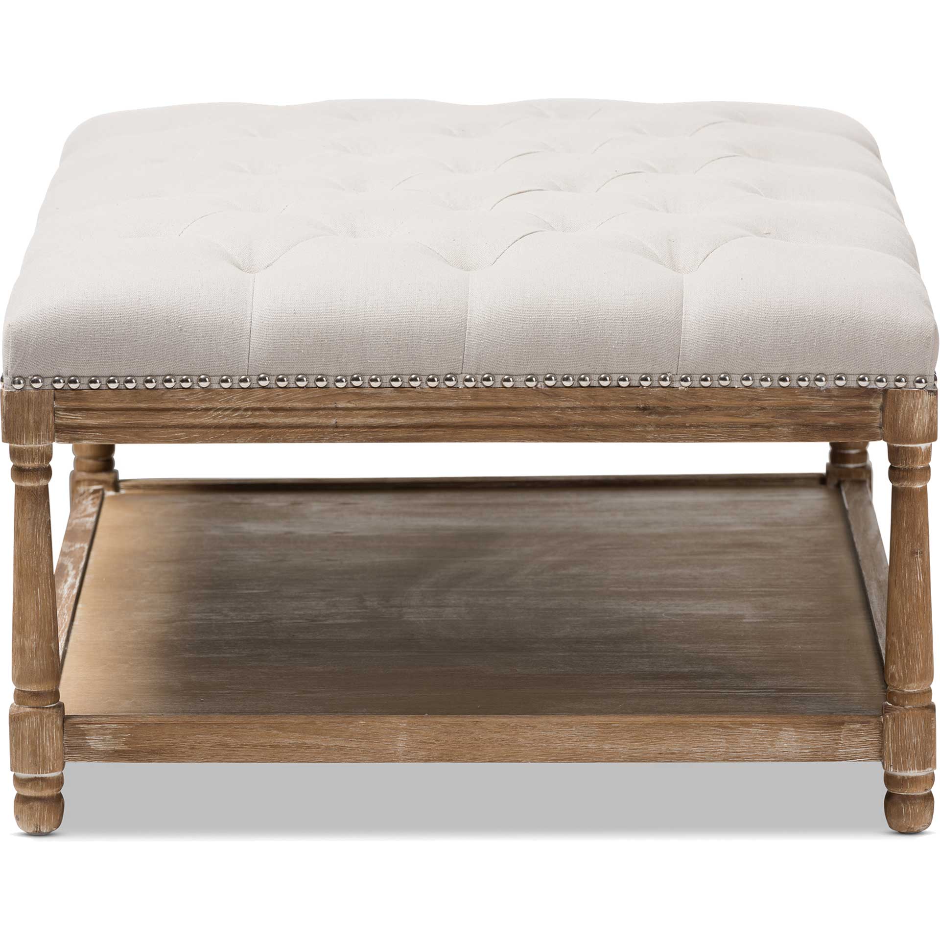 Caden Ottoman Beige/Weathered Oak - Froy.com