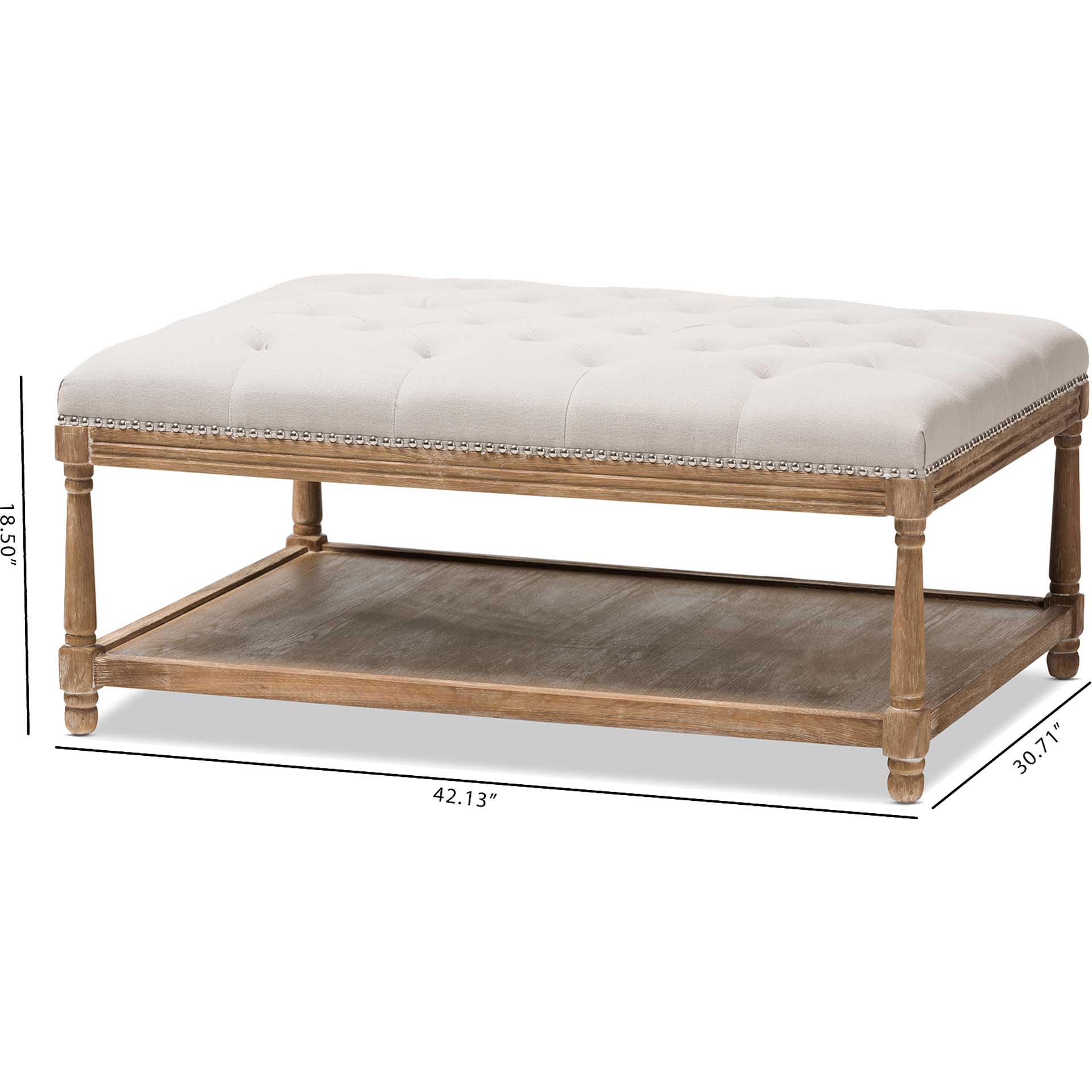 Caden Ottoman Beige/Weathered Oak - Froy.com