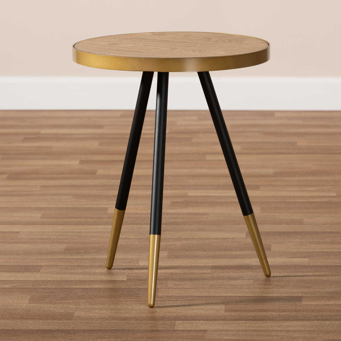 Seattle Wood/Metal End Table Walnut/Black/Gold - Froy.com