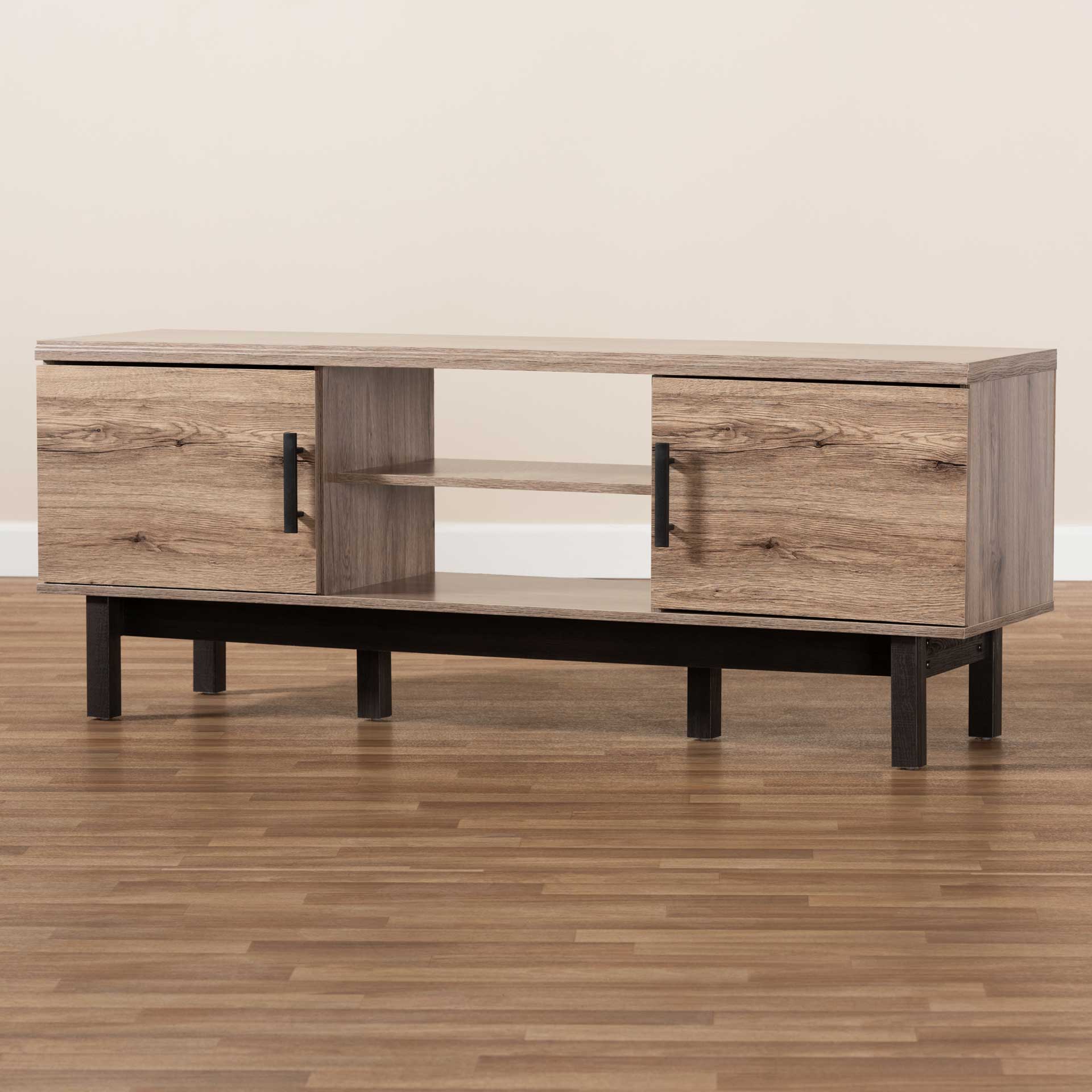 Ariel 2-Door TV Stand Oak/Black - Froy.com