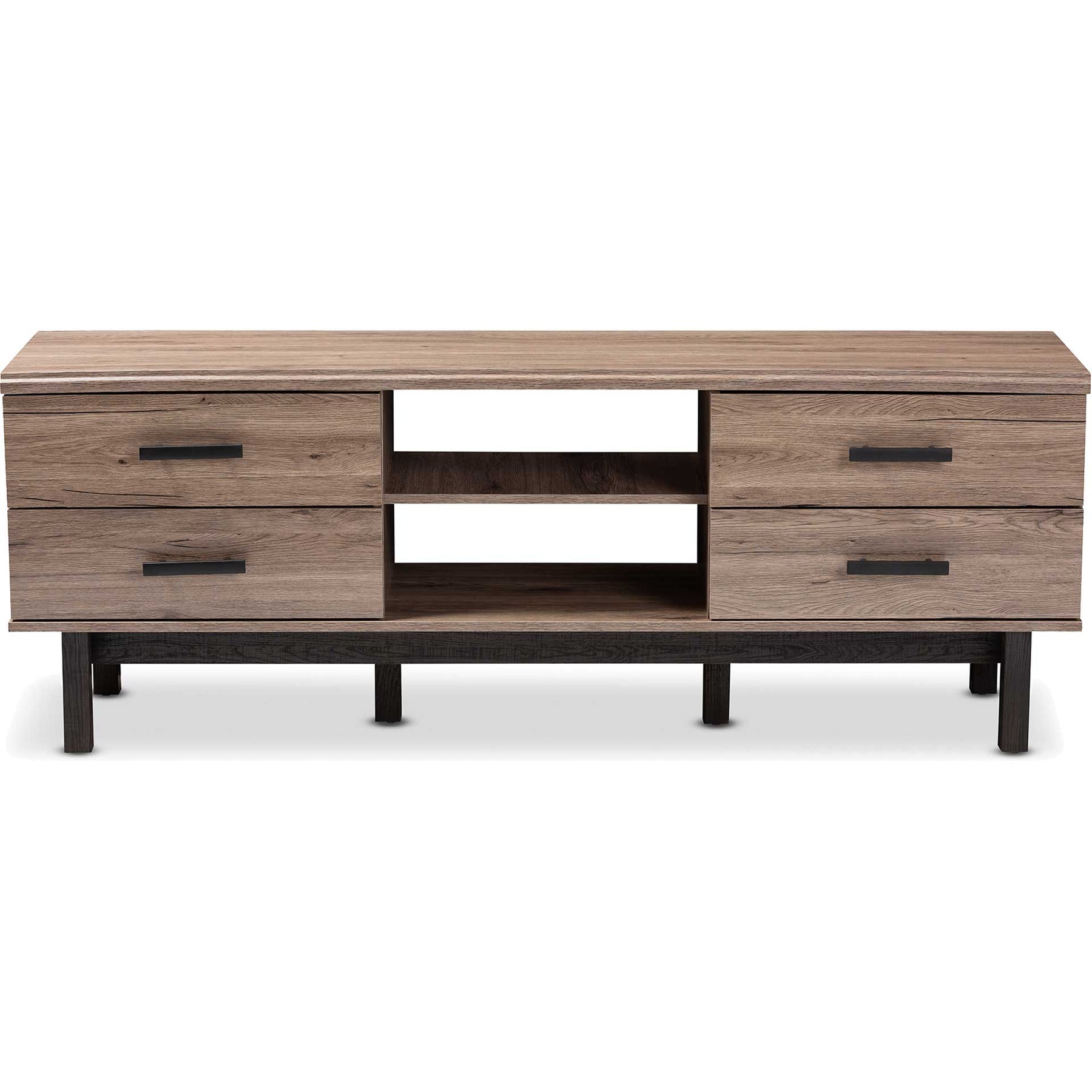 Ariel 4-Drawer TV Stand Oak/Black - Froy.com