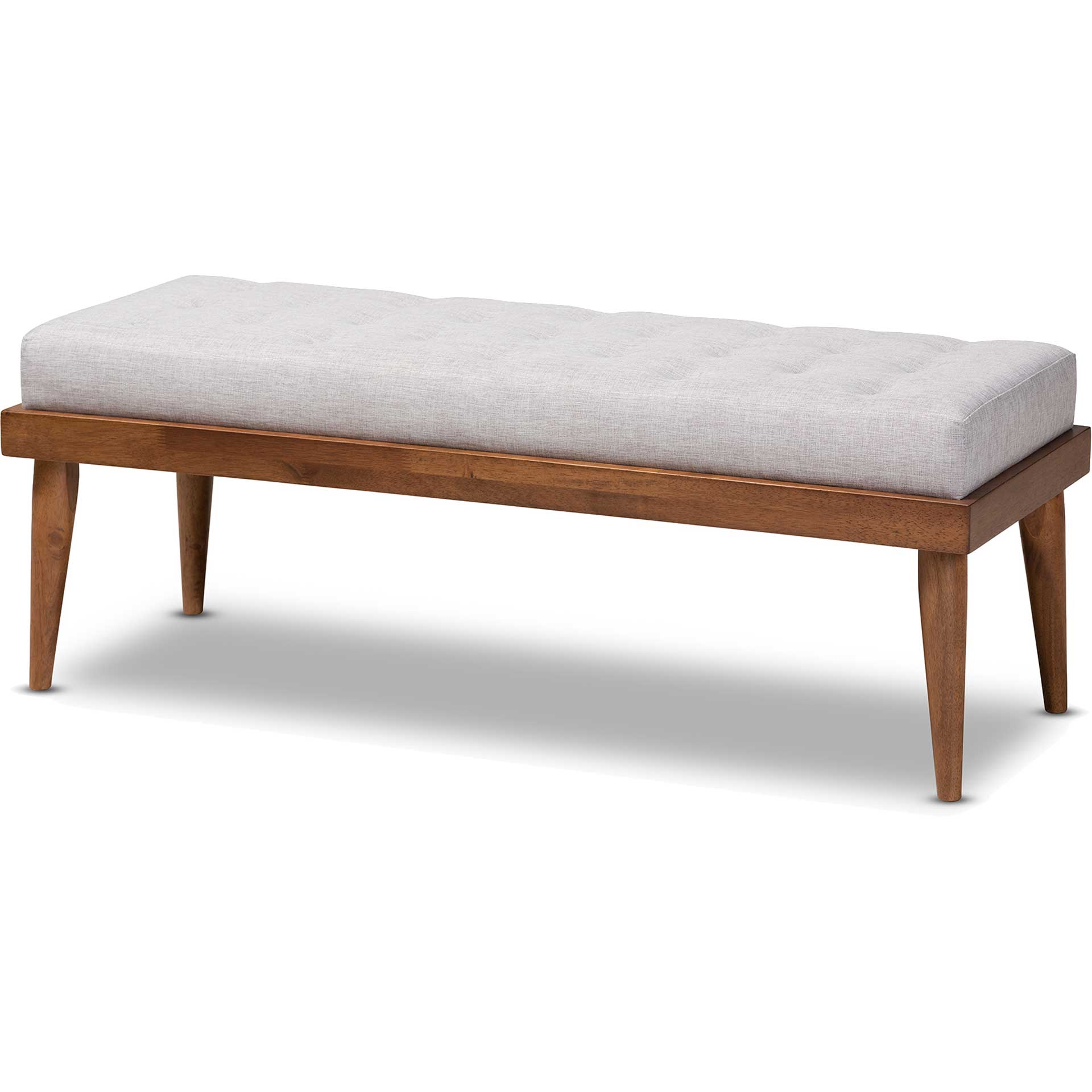 Seattle Fabric Upholstered Bench Grayish Beige/Walnut - Froy.com