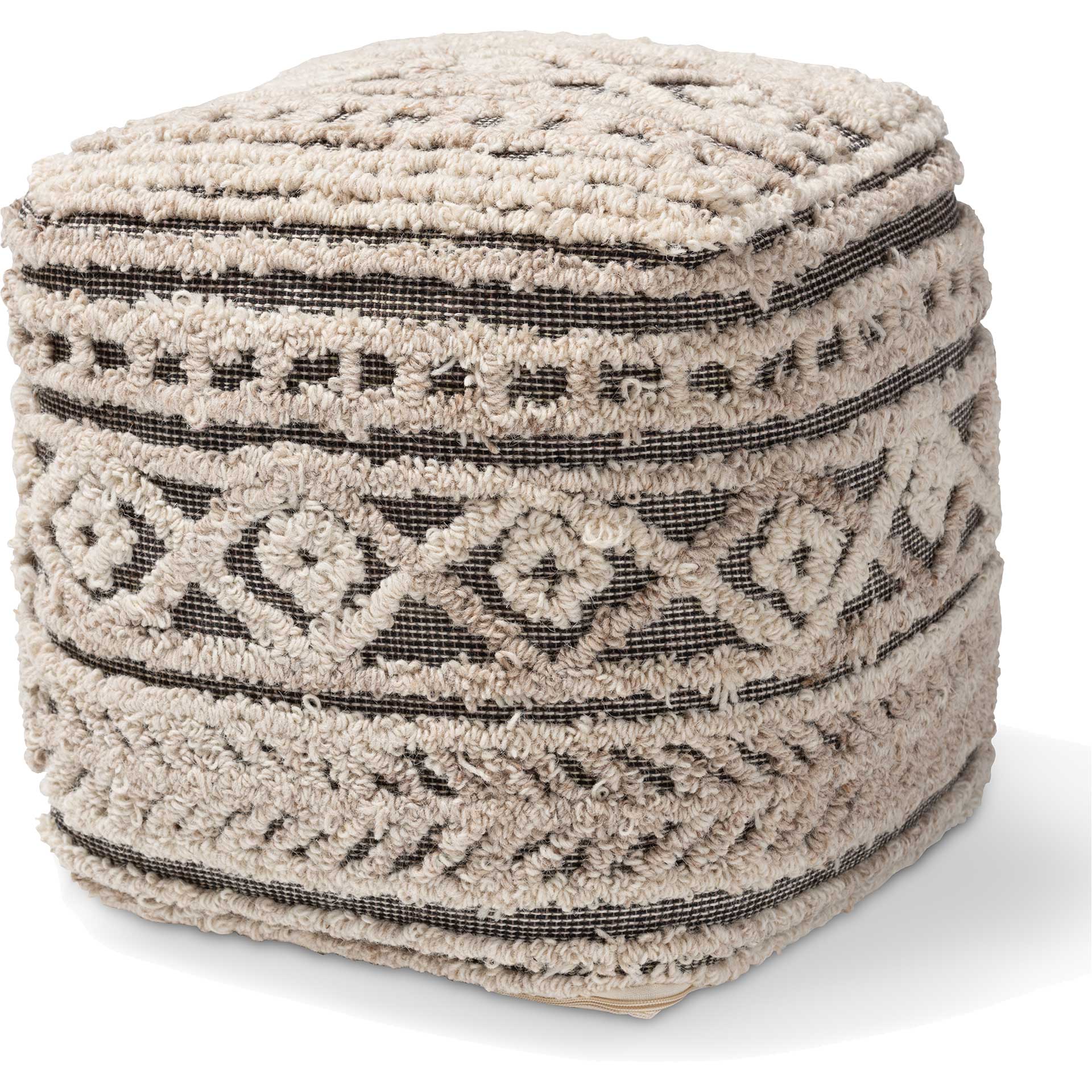 Creek Handwoven Hemp Pouf Beige/Brown - Froy.com