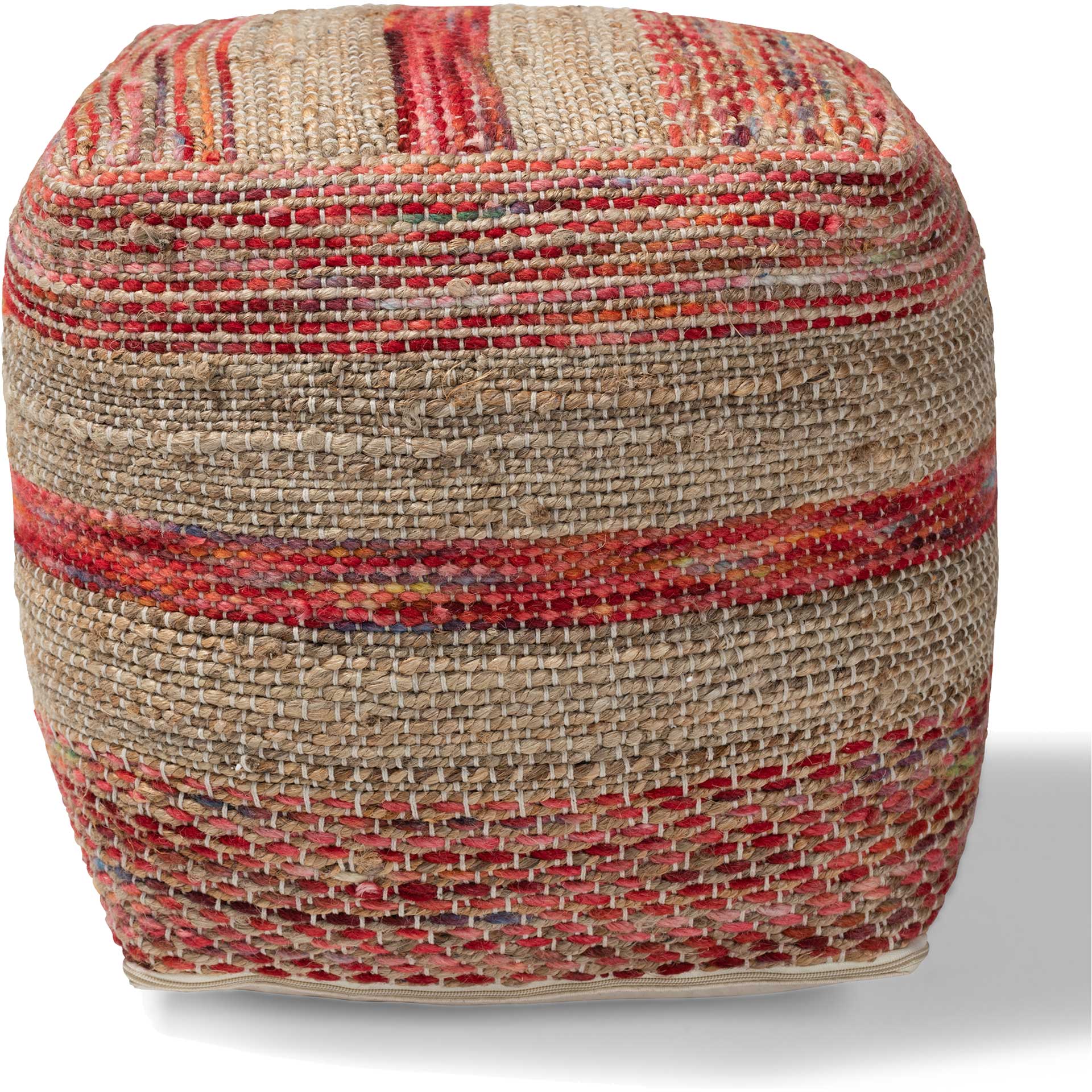 Camila Handwoven Hemp Pouf Multi/Natural - Froy.com