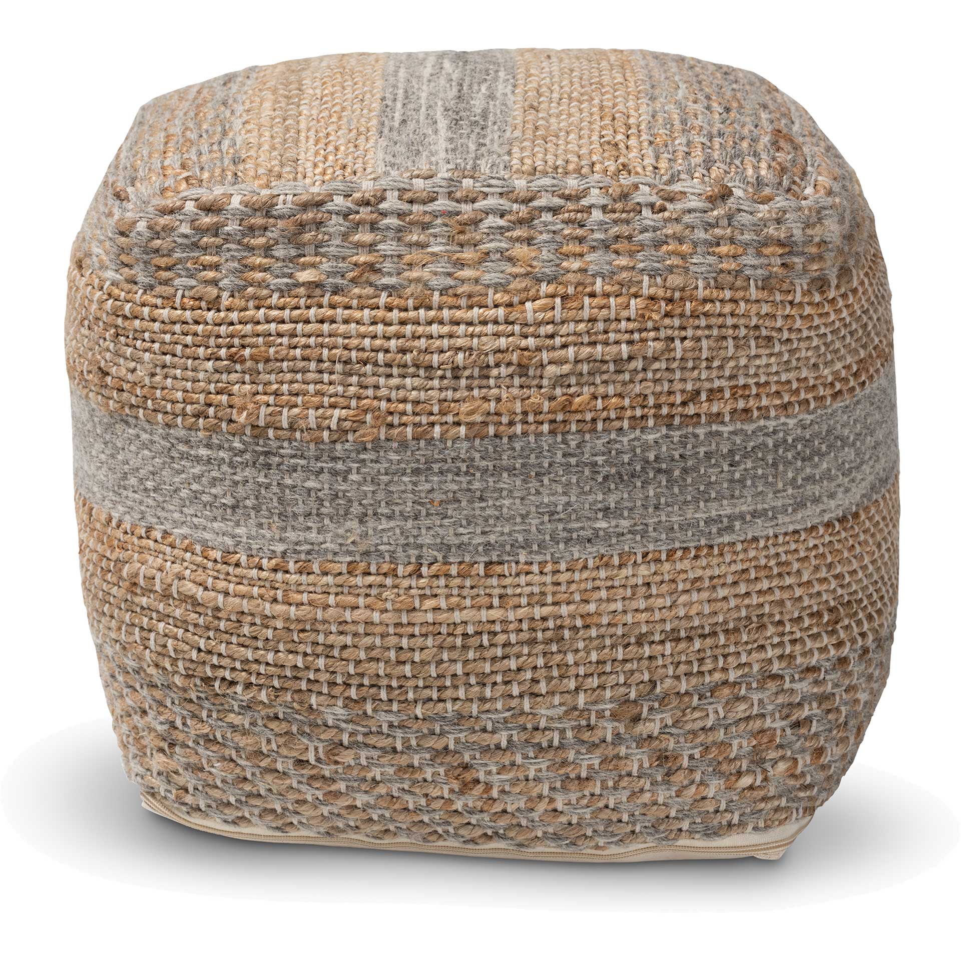 Gracey Handwoven Hemp Pouf Natural/Gray - Froy.com
