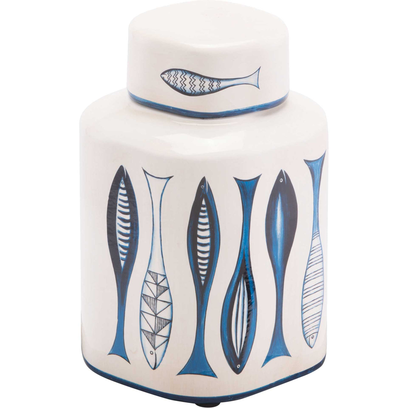 Fish Temple Jar White/Blue - Froy.com