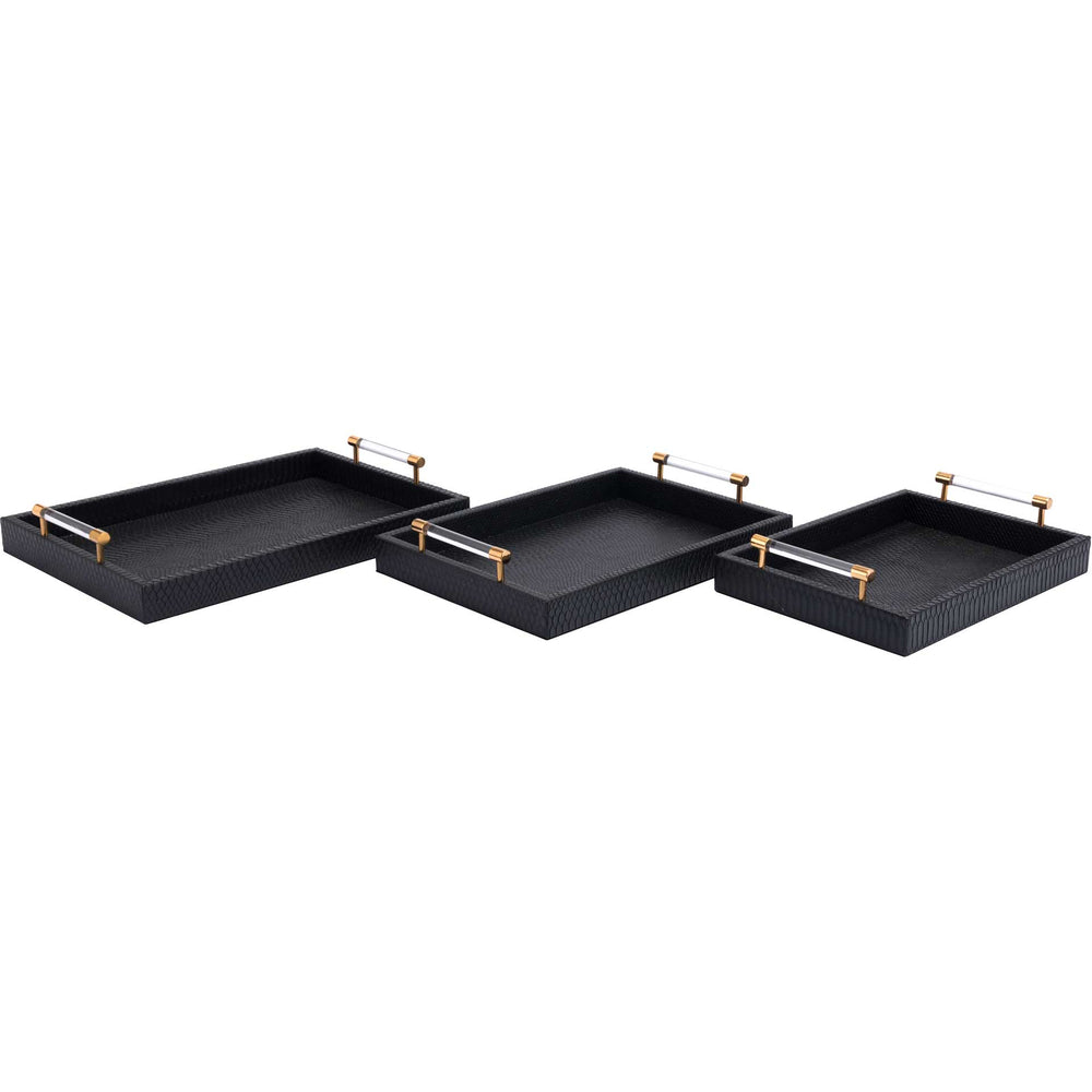 Gela Tray Black (Set of 3) - Froy.com