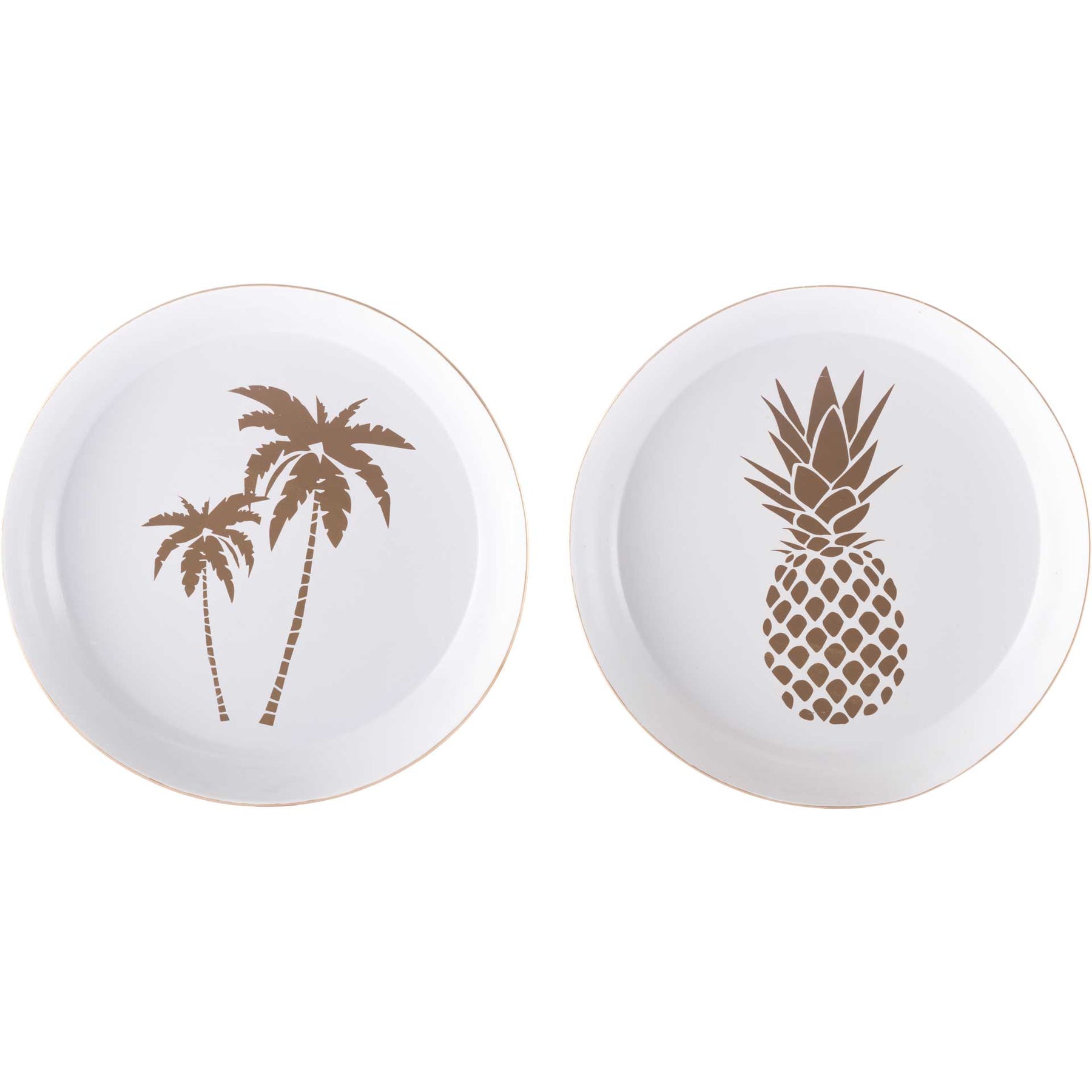 Tropical Tray Set White/Gold (Set of 2) - Froy.com