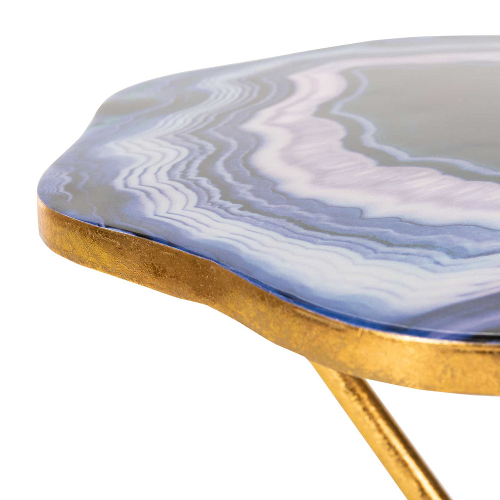 Cecilia Faux Agate Side Table Multi Blue/Purple/Gold - Froy.com