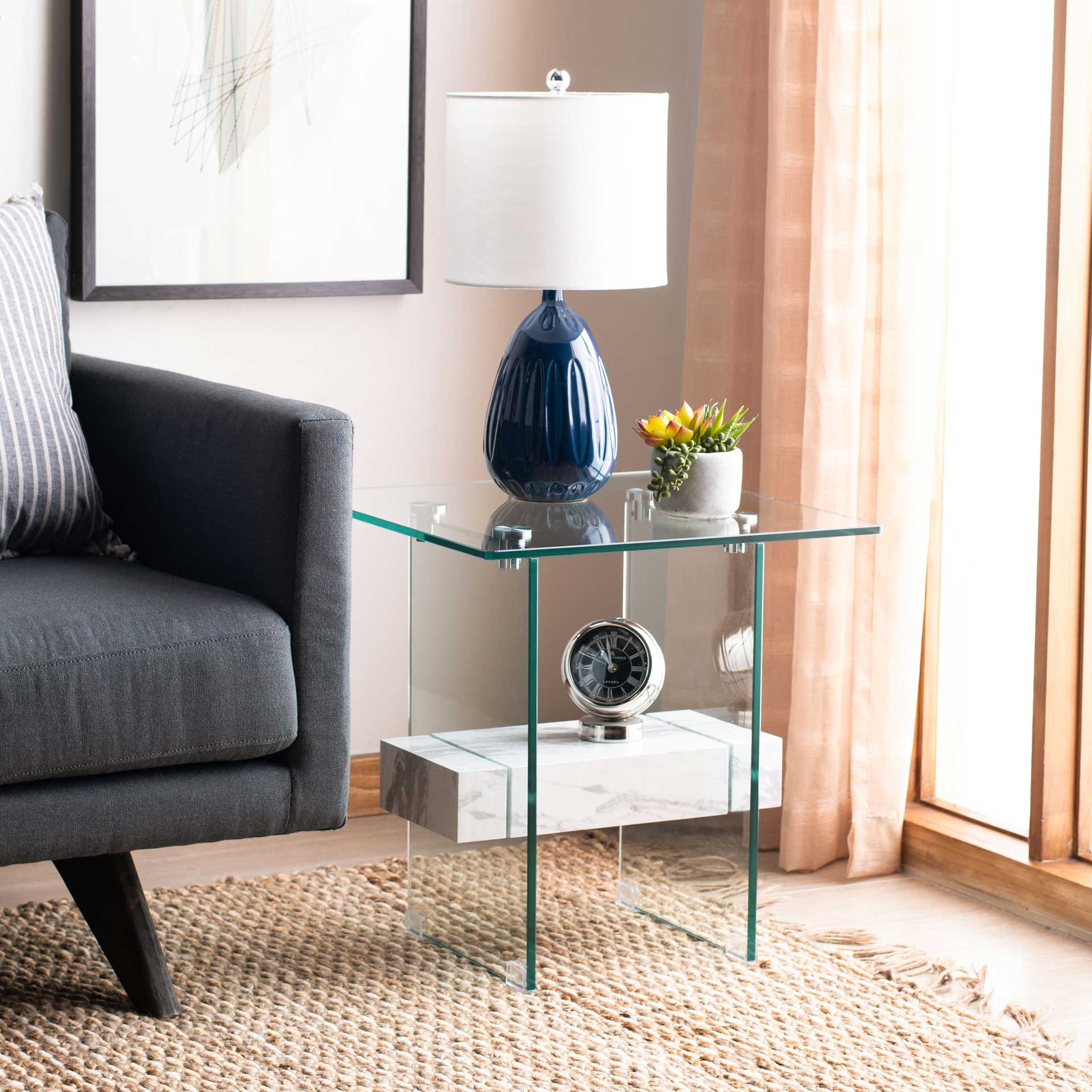 Karis Side Table Glass/White - Froy.com