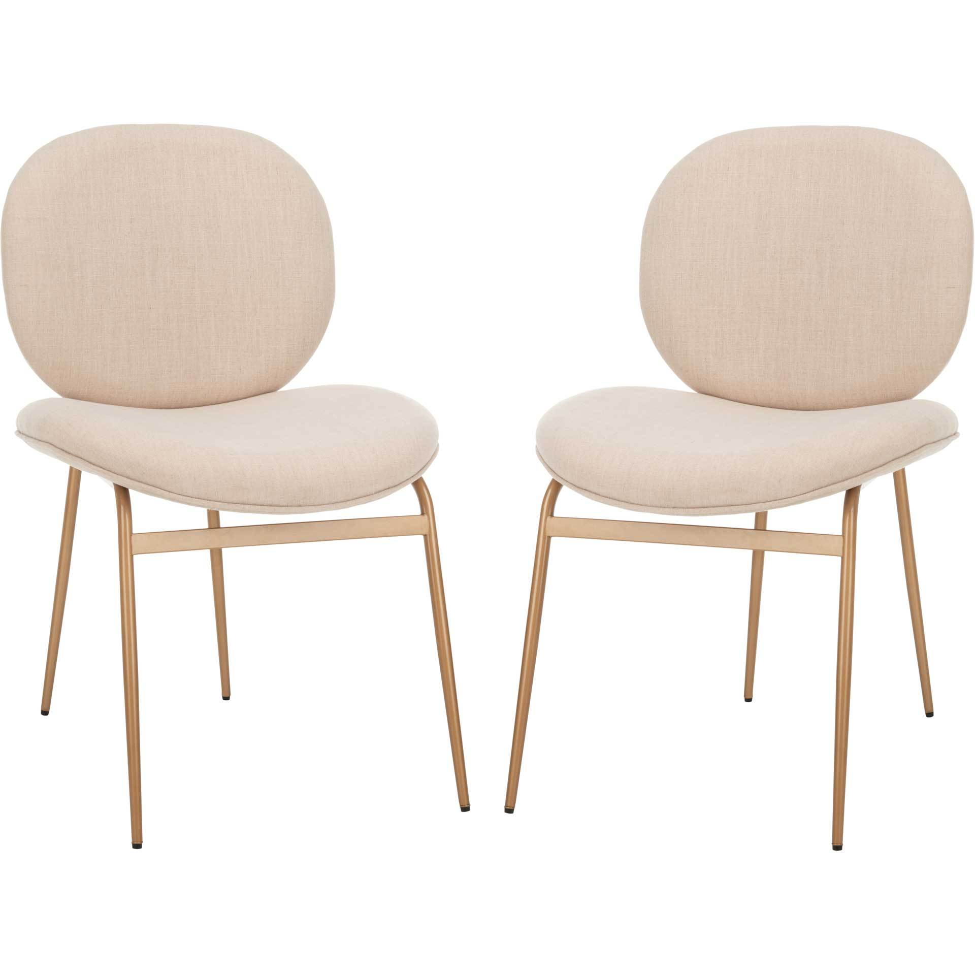 Jorden Round Side Chair Beige/Gold (Set of 2) - Froy.com