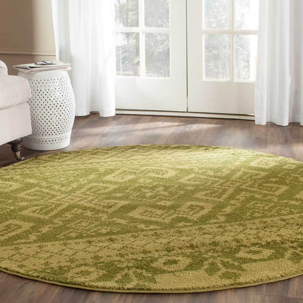 Adirondack Tribal Green/Dark Green Round Rug - Froy.com