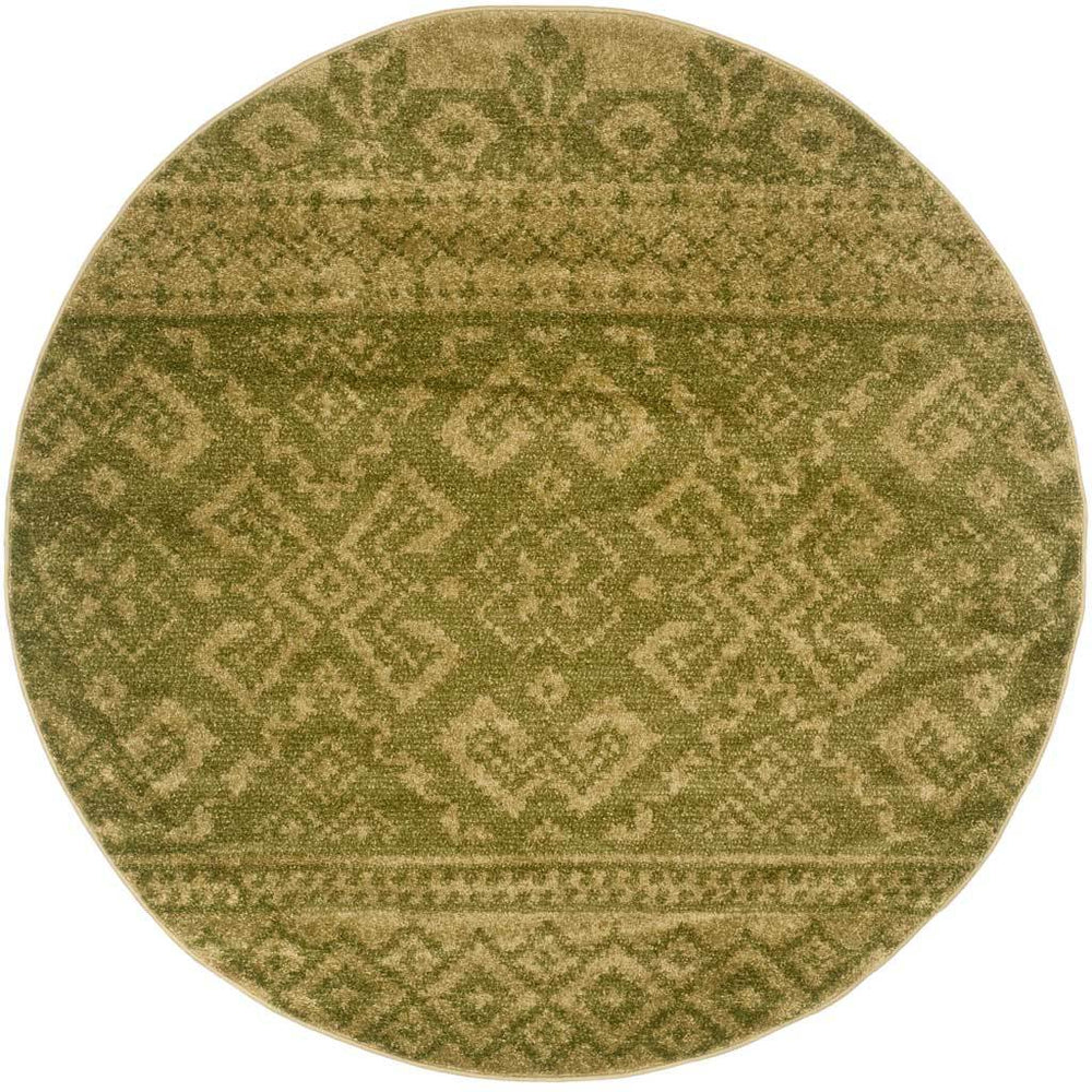 Adirondack Tribal Green/Dark Green Round Rug - Froy.com