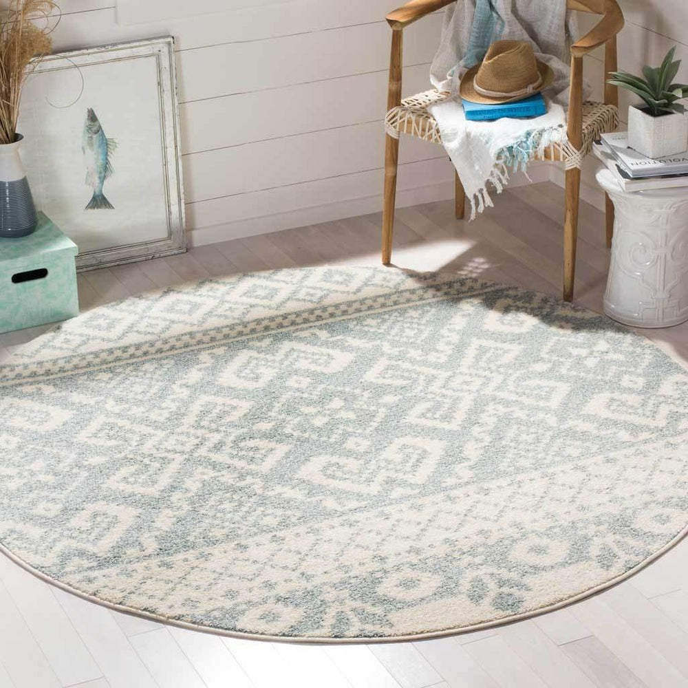 Adirondack Tribal Ivory/Slate Round Rug - Froy.com