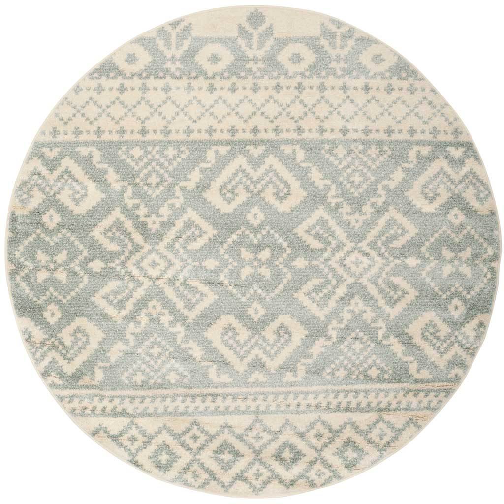 Adirondack Tribal Ivory/Slate Round Rug - Froy.com