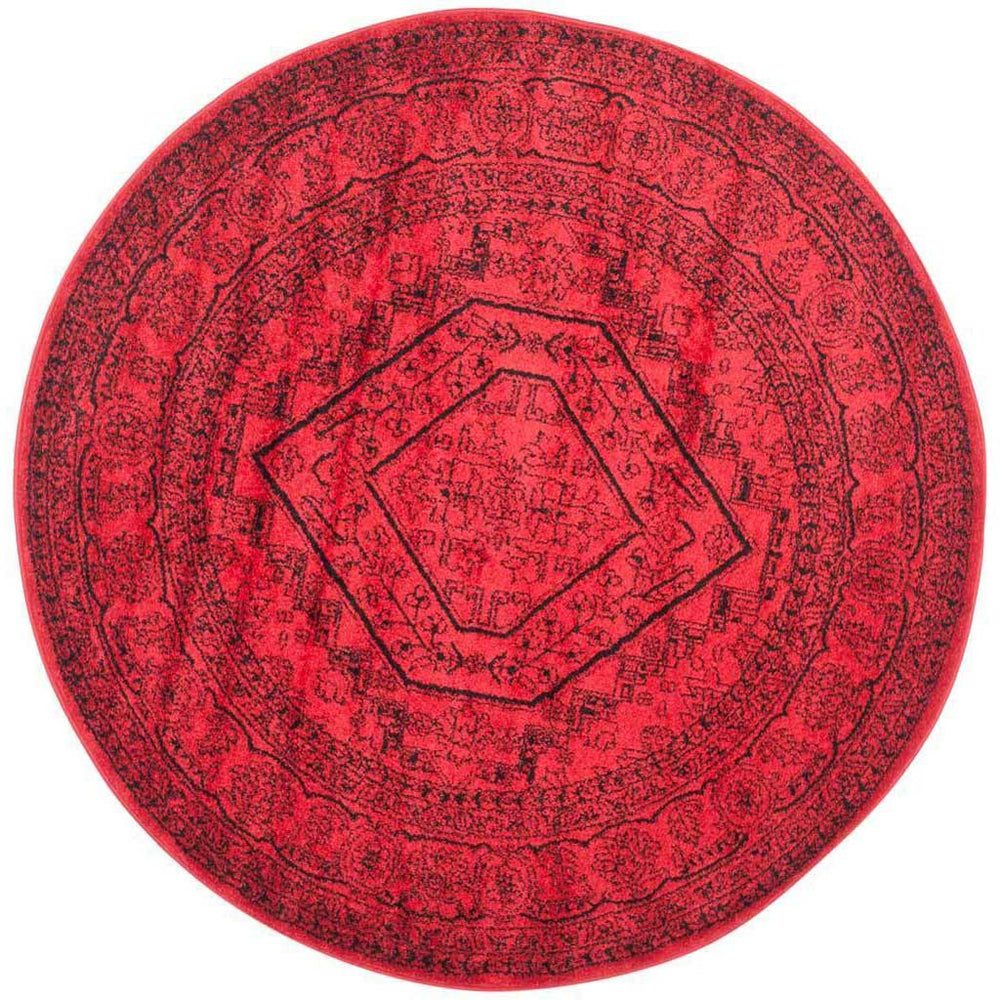 Adirondack Antique Red/Black Round Rug - Froy.com