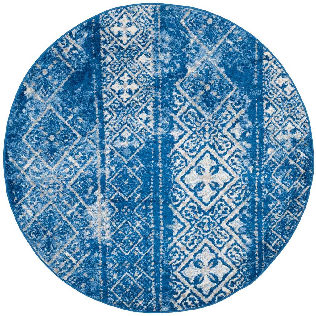 Adirondack Tradition Silver/Blue Round Rug - Froy.com