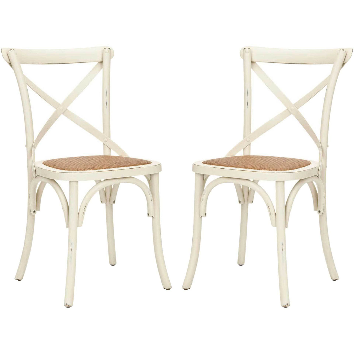Frederick X Back Farmhouse Chair Distressed Ivory (Set of 2) - Froy.com