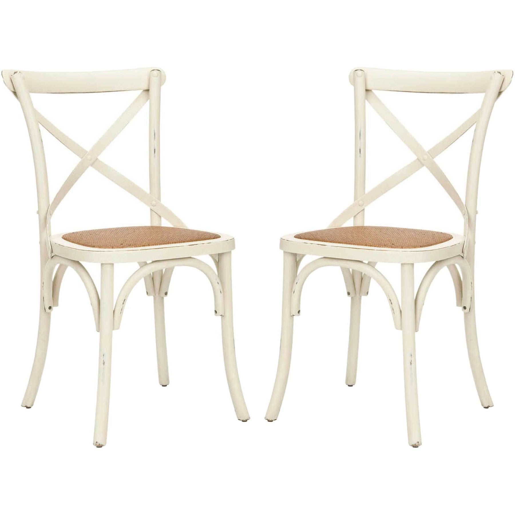 Frederick X Back Farmhouse Chair Distressed Ivory (Set of 2) - Froy.com