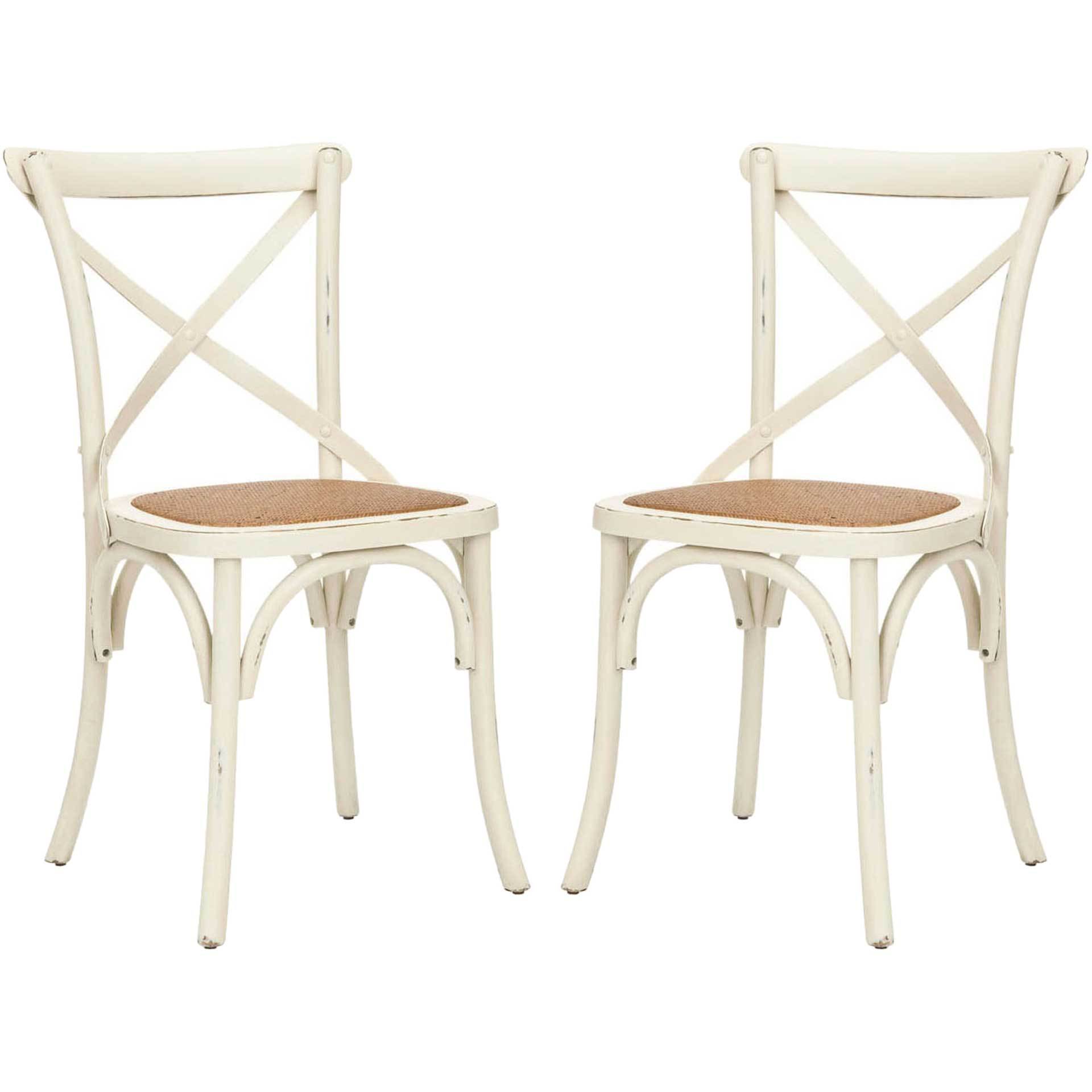Frederick X Back Farmhouse Chair Distressed Ivory (Set of 2) - Froy.com