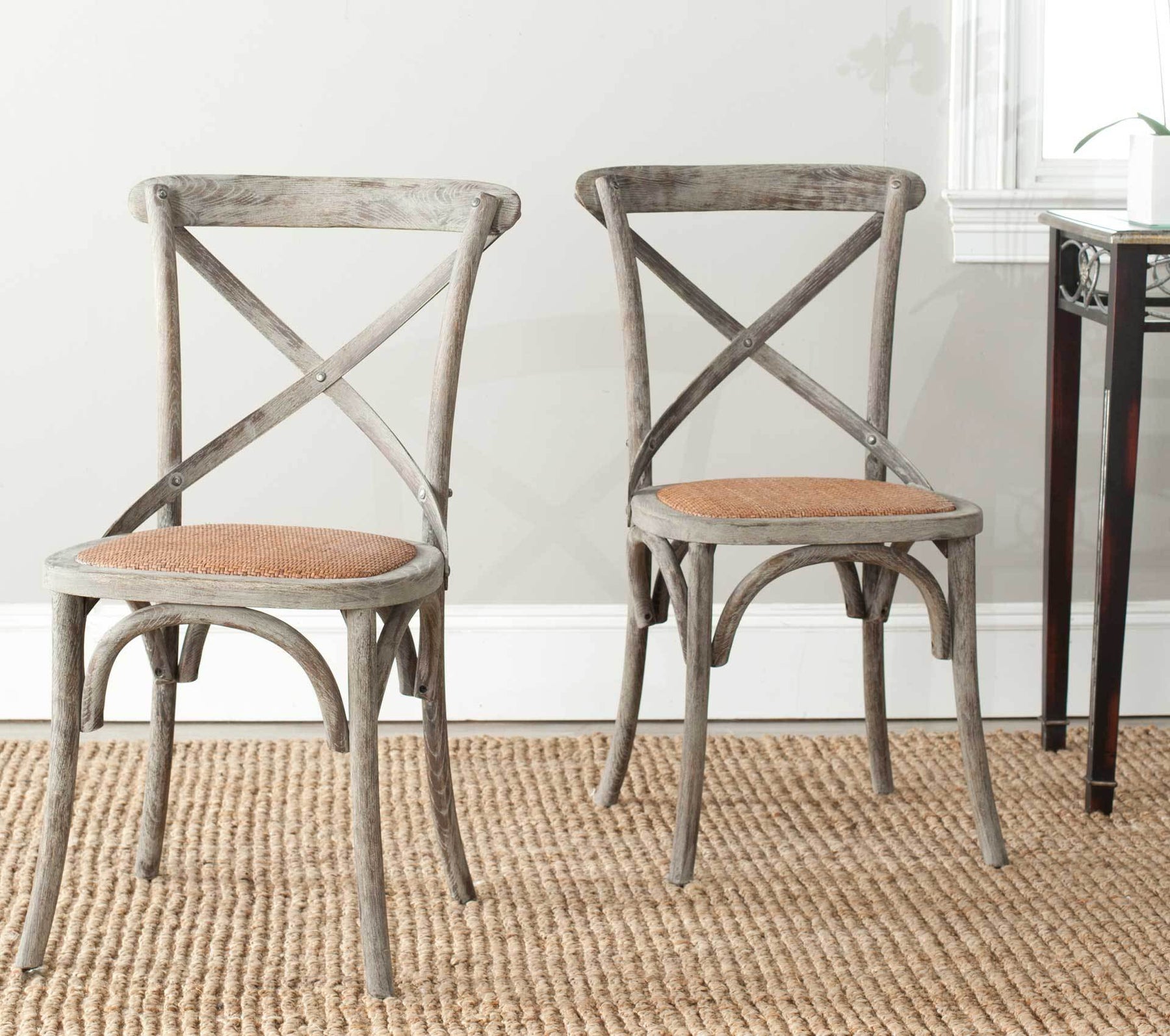 Frederick X Back Farmhouse Chair Distressed Colonial Walnut (Set of 2 ...