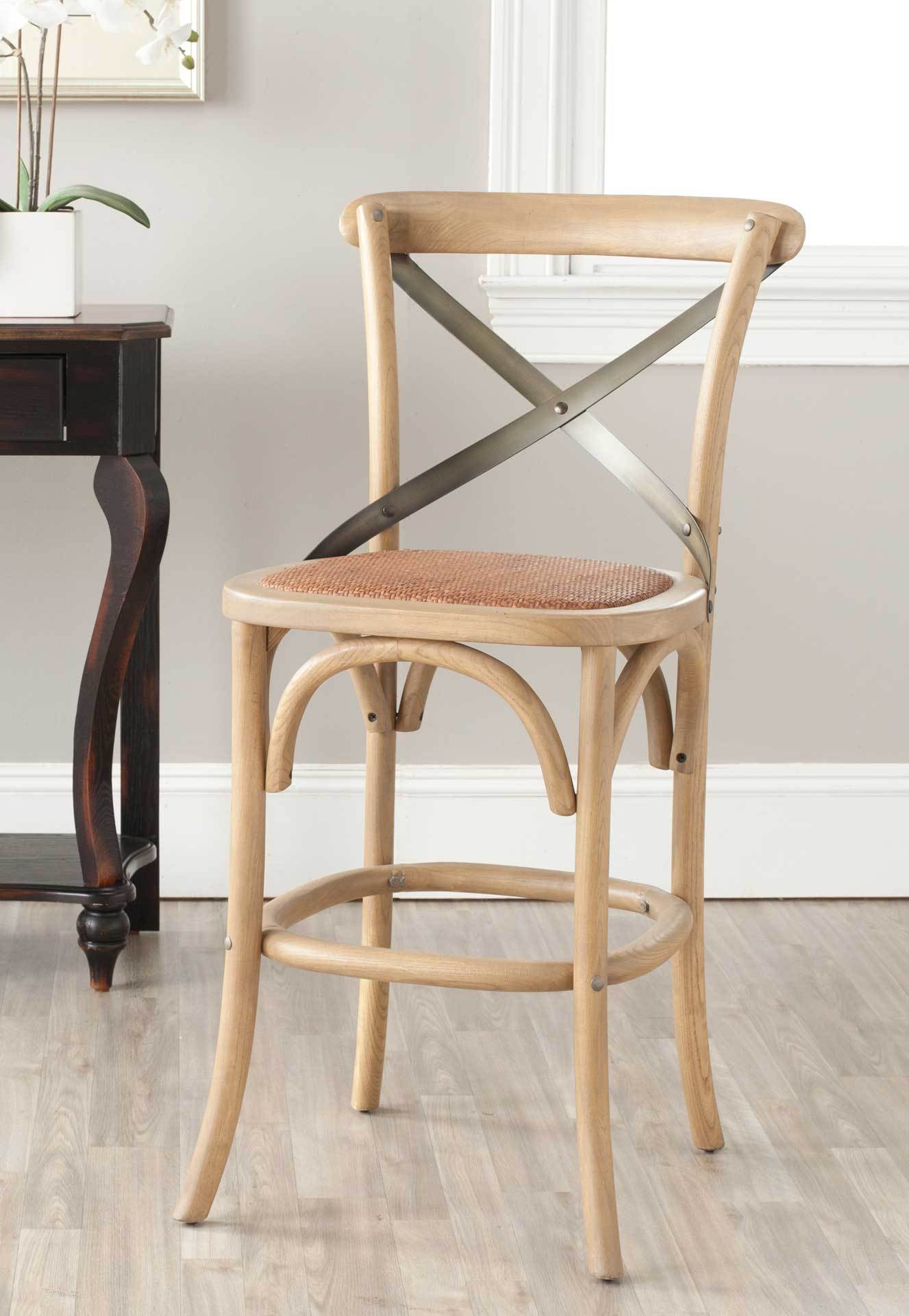 Elisabeth X Back Bar Stool Weathered Oak/Medium Brown - Froy.com