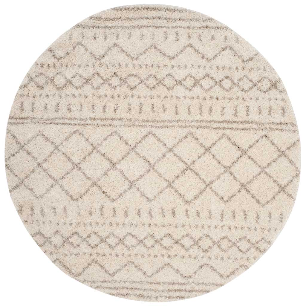 Arizona Shag Tribal Ivory/Beige Round Rug - Froy.com