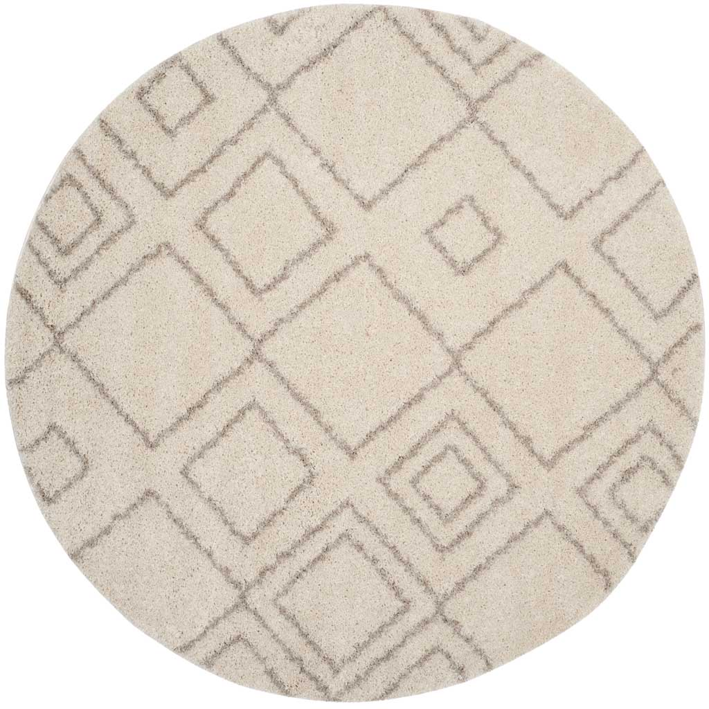 Arizona Shag Diamond Ivory/Beige Round Rug - Froy.com