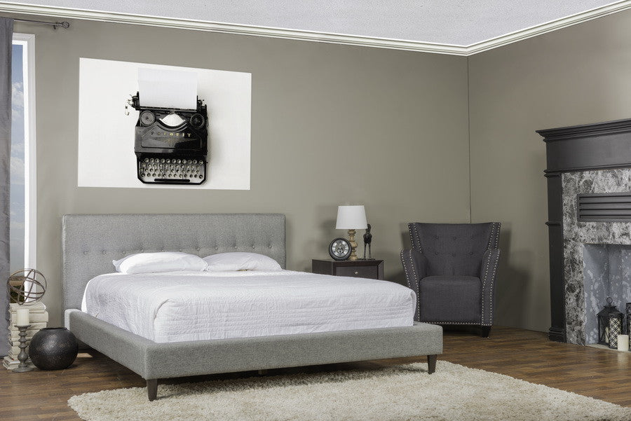 Cass Gray Linen Bed - Froy.com