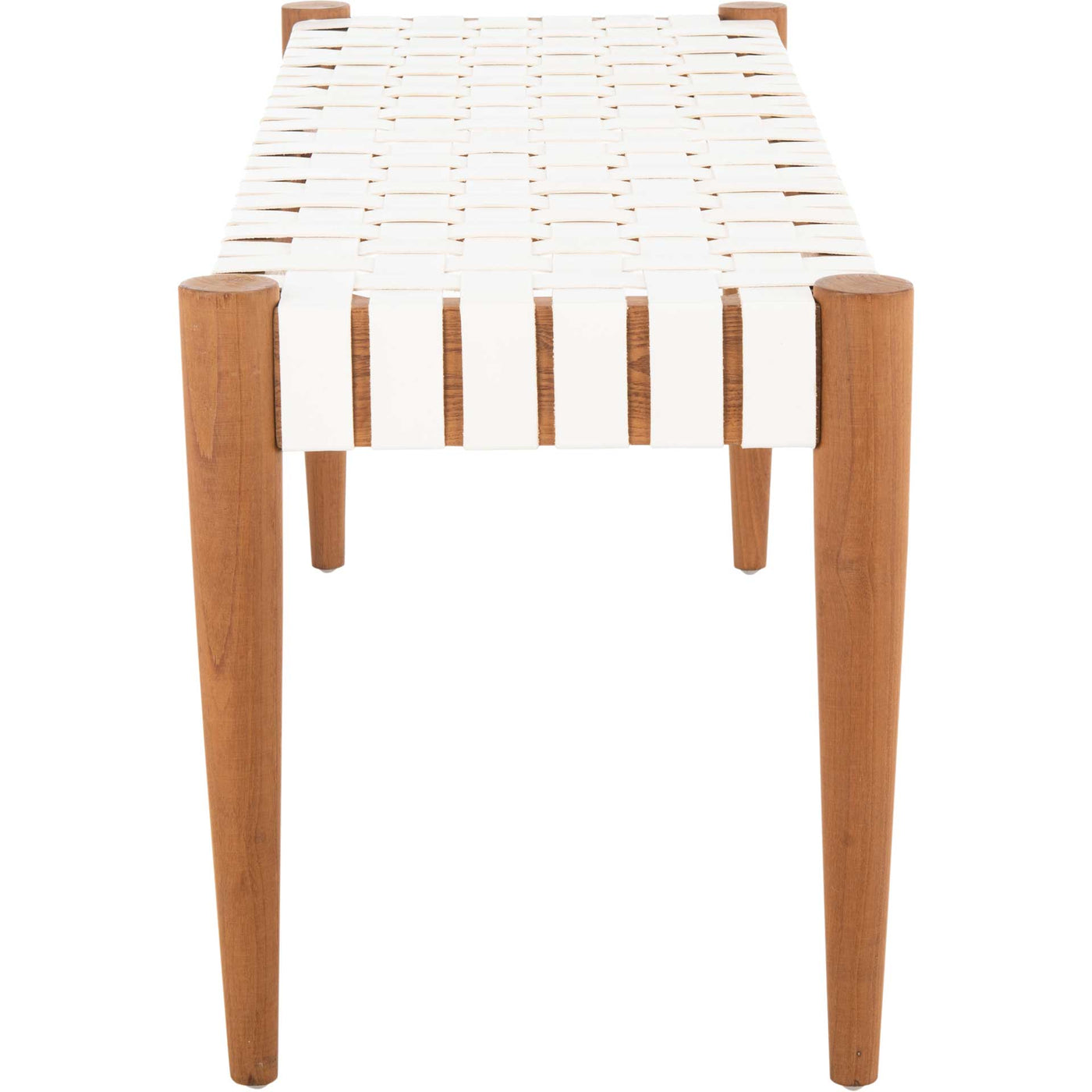 Amos Leather Weave Bench White/Oak - Froy.com