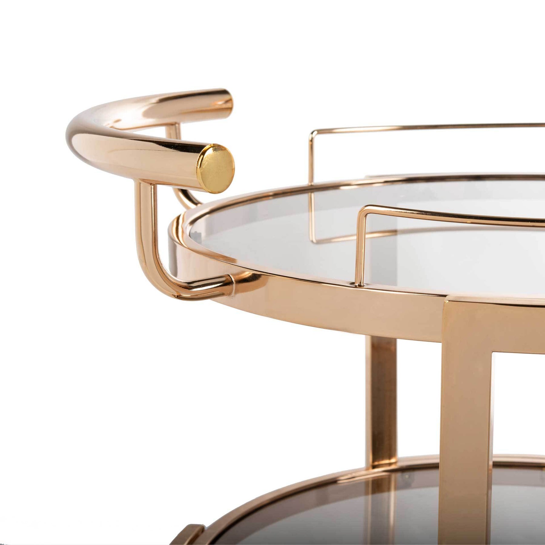 Ricky 3 Tier Round Bar Cart and Wine Rack Gold/Tinted Glass - Froy.com