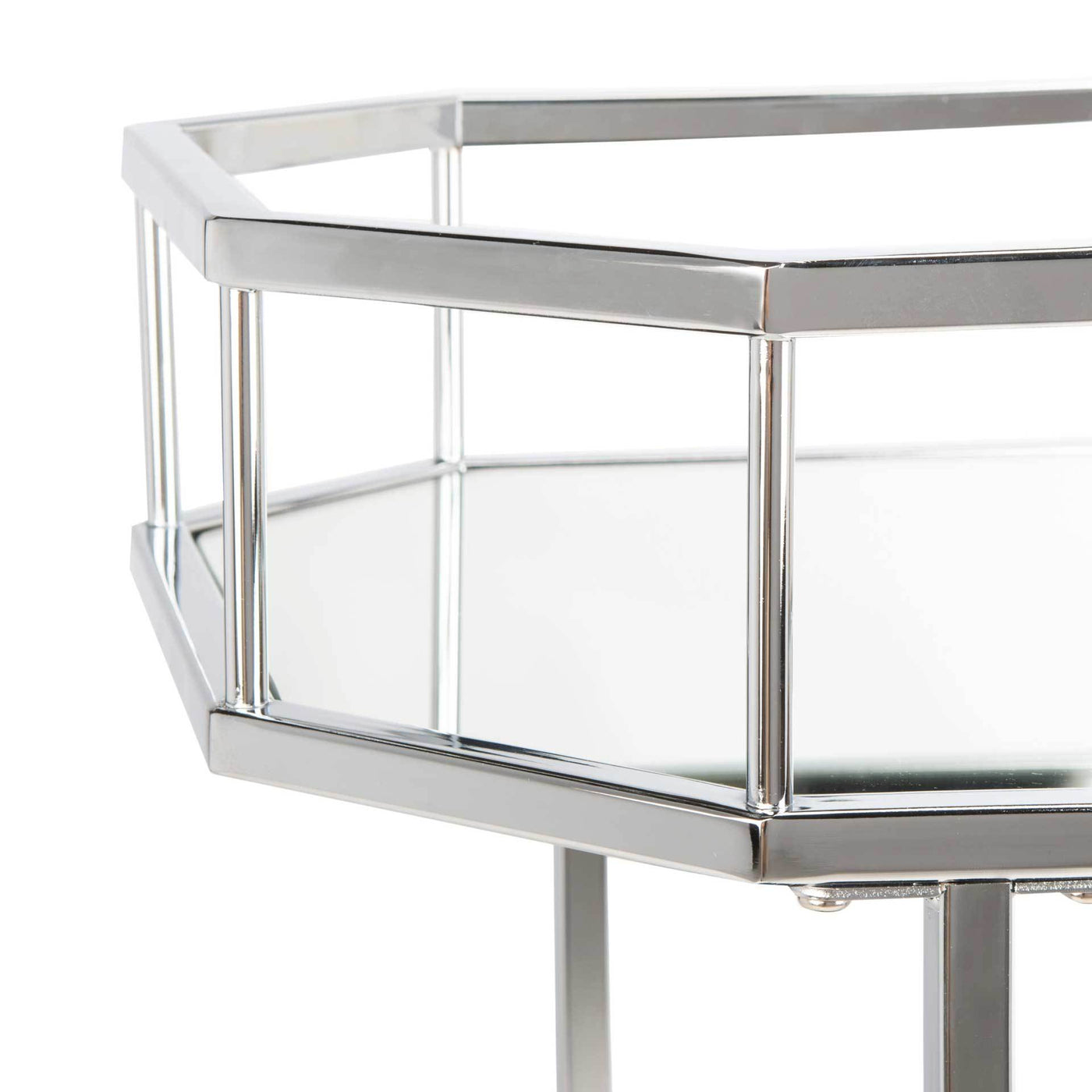 Sincere 2 Tier Octagon Bar Cart Silver/Mirror - Froy.com