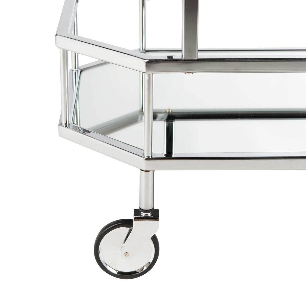 Sincere 2 Tier Octagon Bar Cart Silver/Mirror - Froy.com
