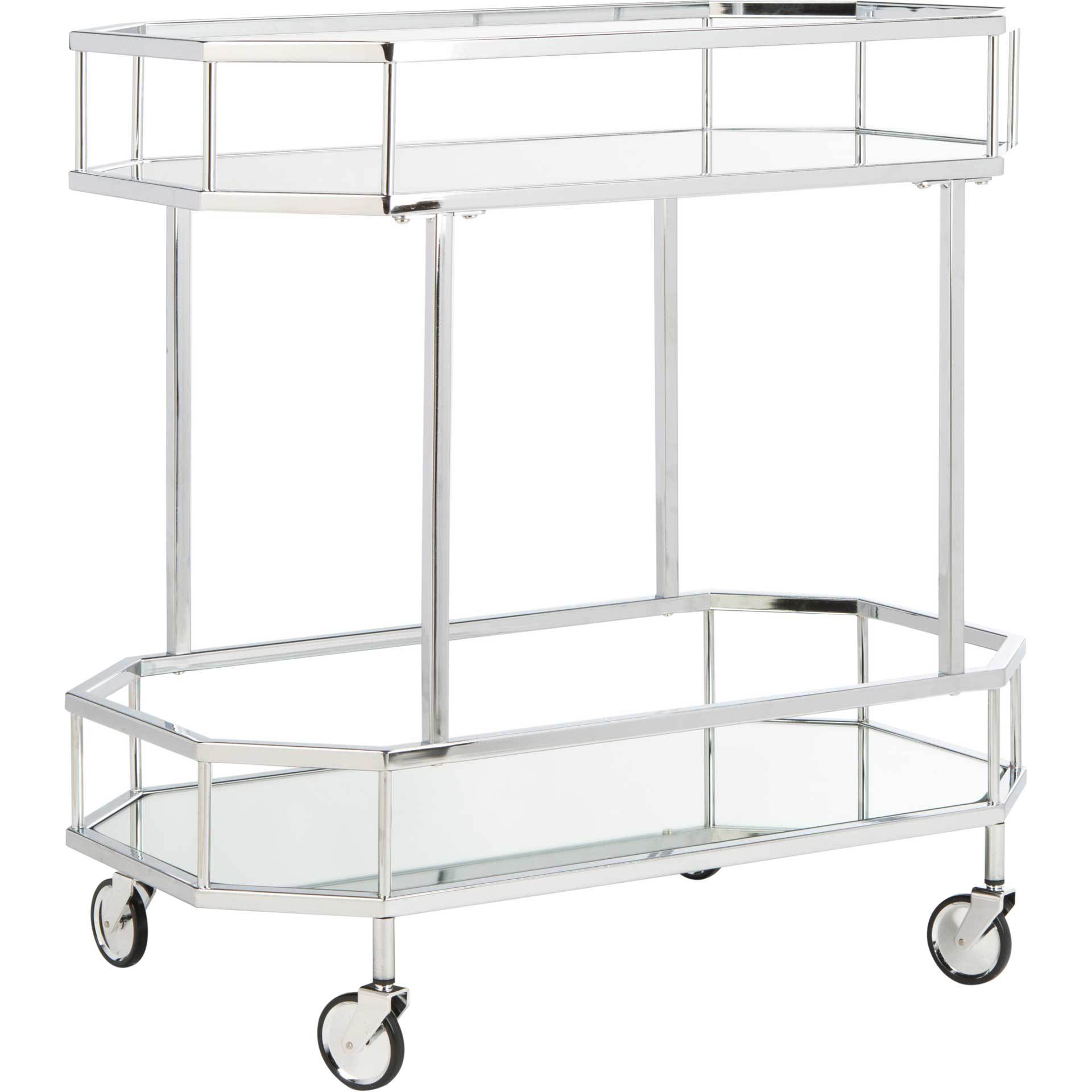 Sincere 2 Tier Octagon Bar Cart Silver/Mirror - Froy.com