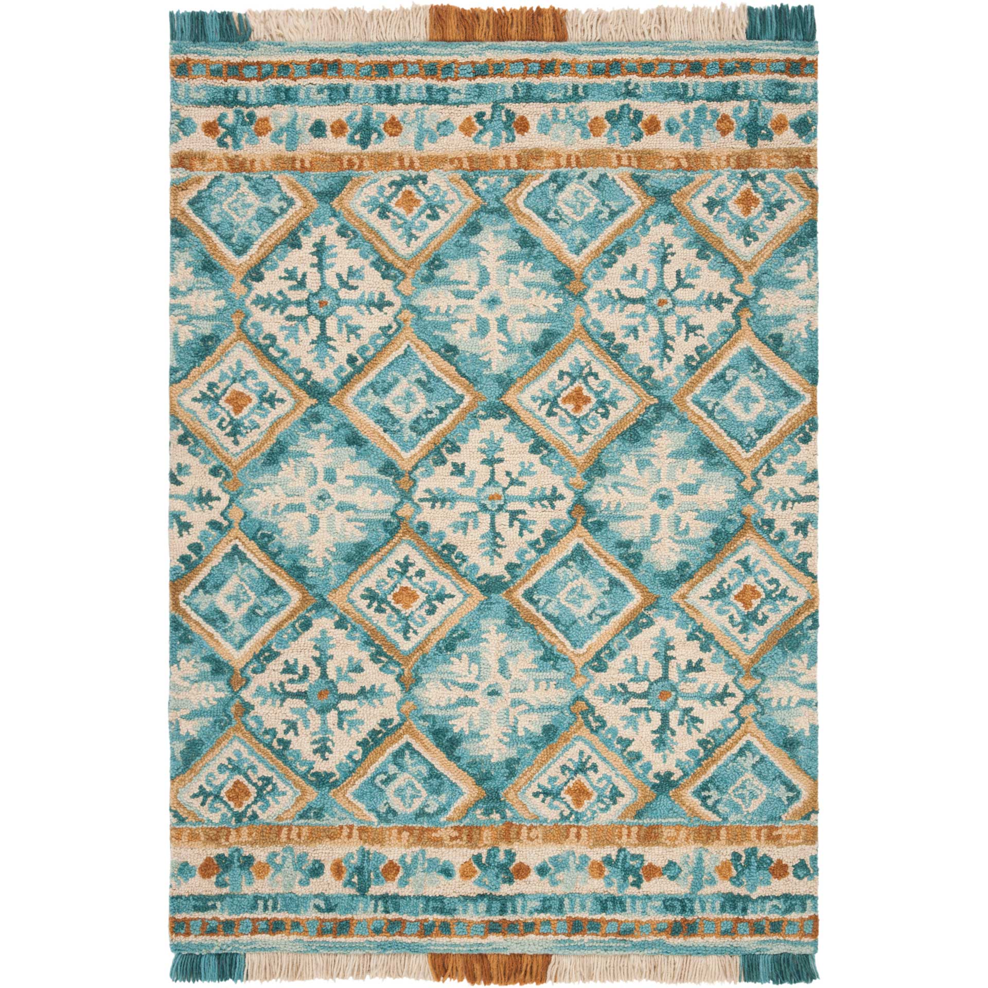 Blossom Ivory/Teal Area Rug - Froy.com