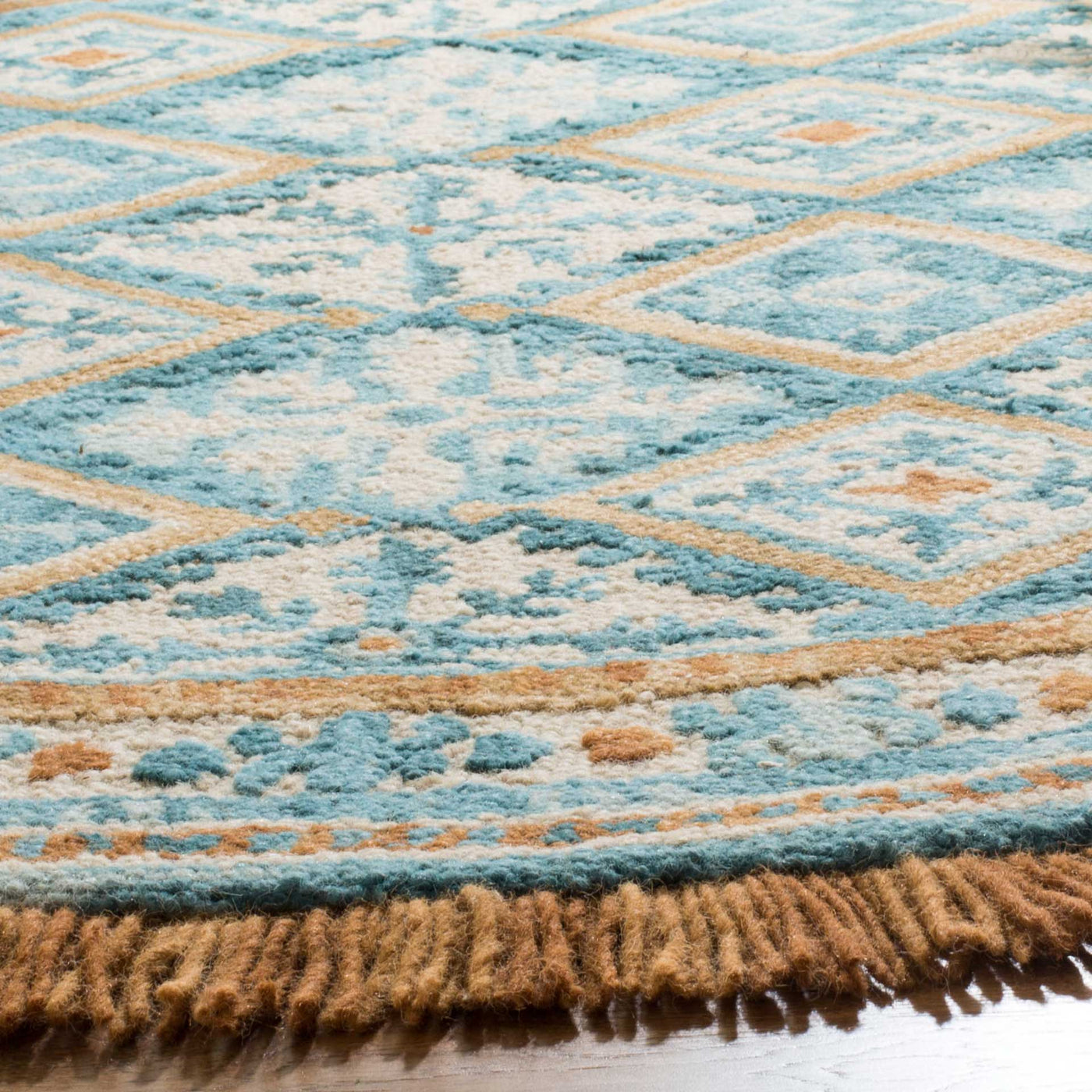 Blossom Ivory/Teal Round Rug - Froy.com