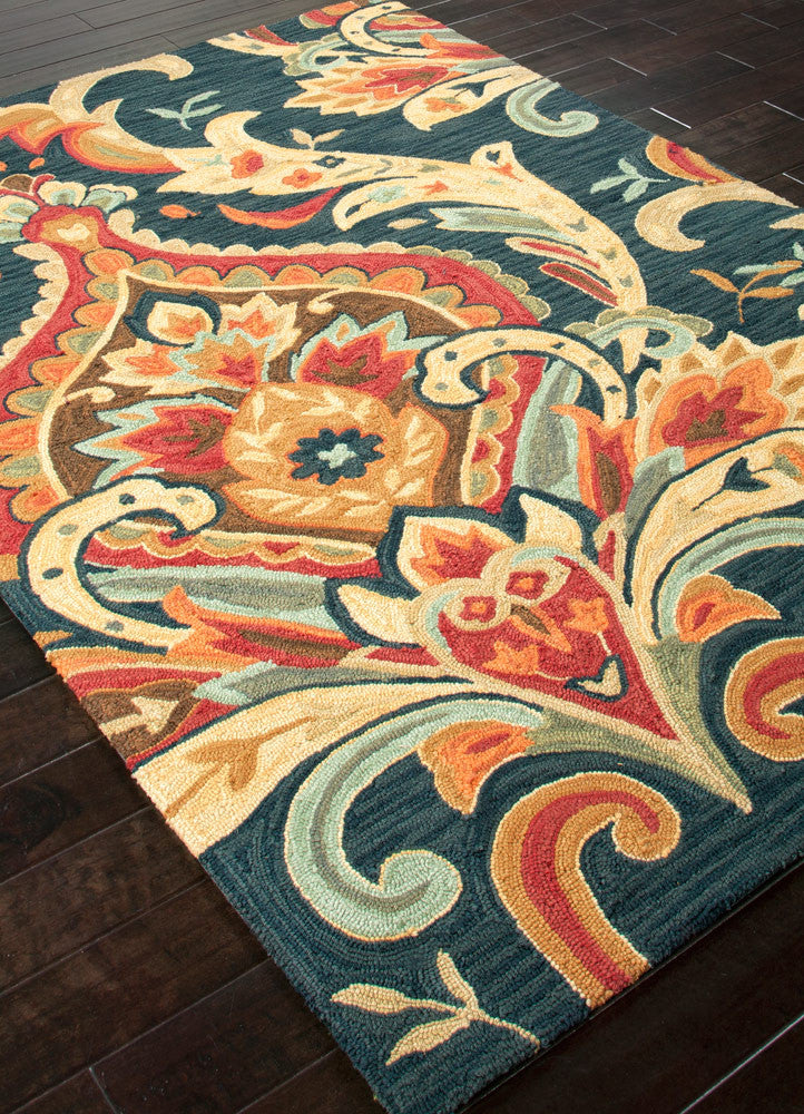 Brio Brocade Navy Area Rug - Froy.com