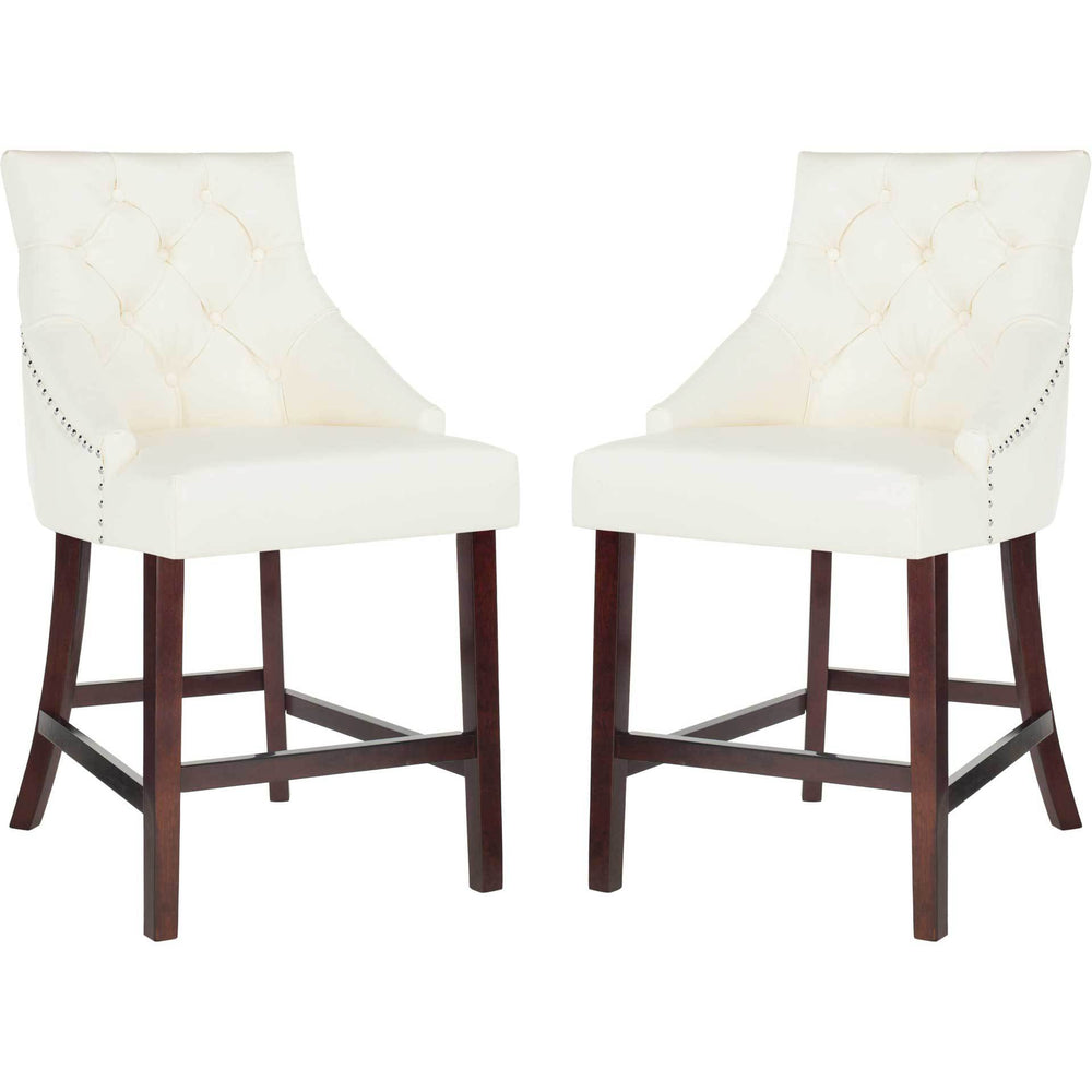 Ellianna Tufted Wing Back Bar Stool White (Set of 2) - Froy.com