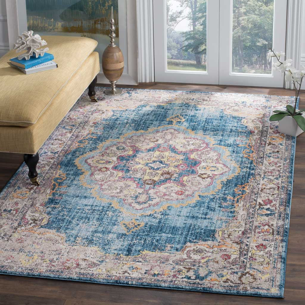 Bristol Medallion Blue/Light Gray Area Rug - Froy.com