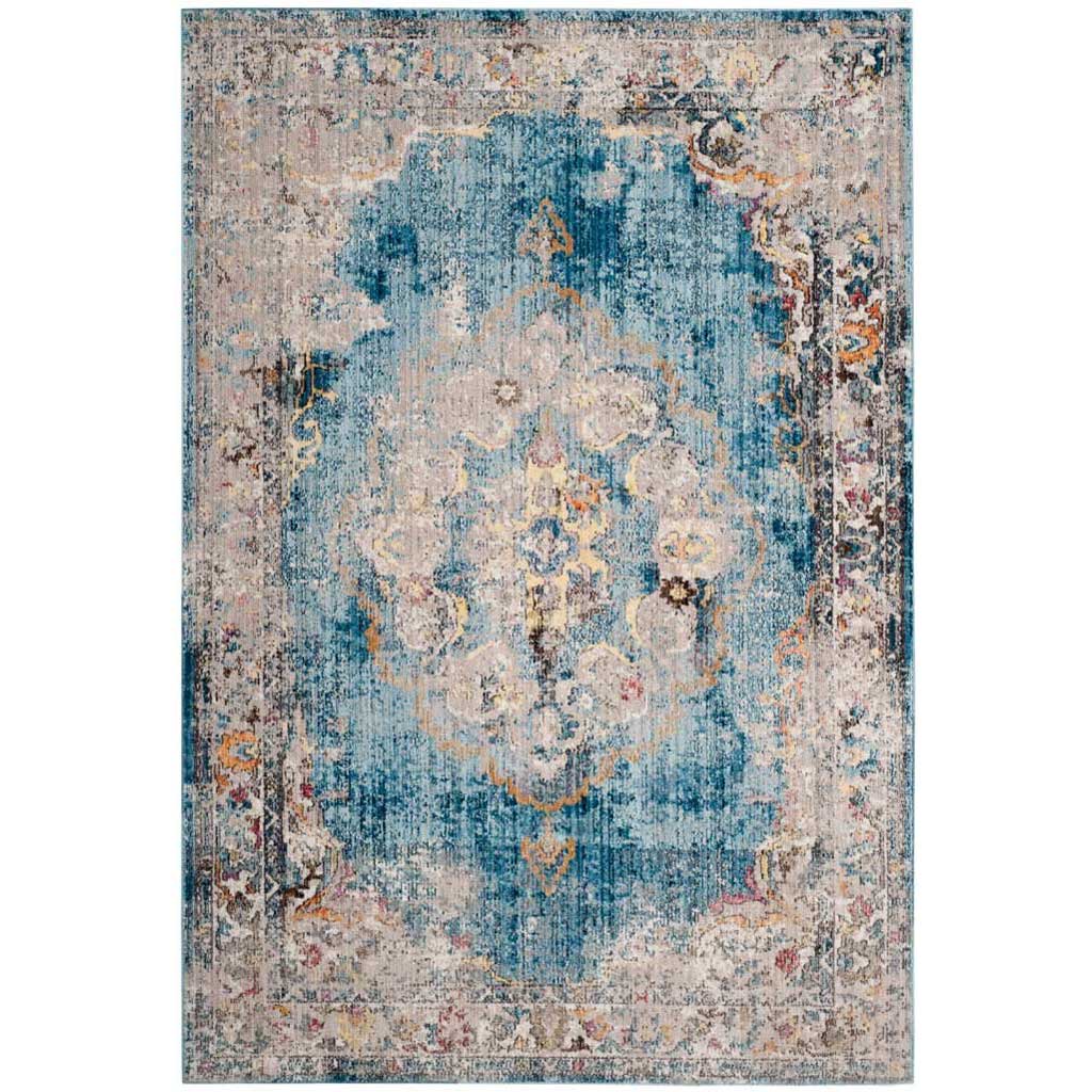 Bristol Medallion Blue/Light Gray Area Rug - Froy.com